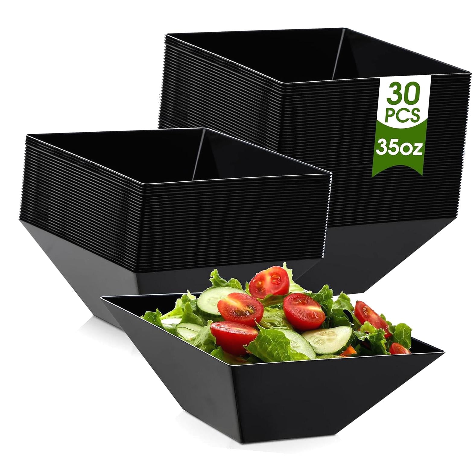 BESTKITTY 30 Pcs Square Plastic Serving Bowls, Medium Salad Fluted ...