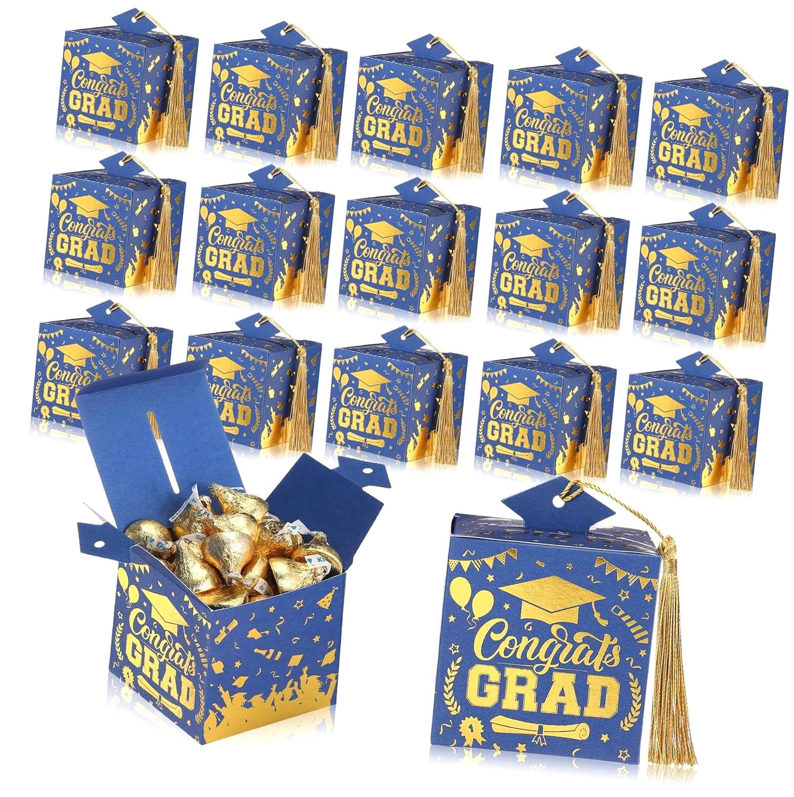 BESTKITTY 30-Piece Graduation Box 2025 Blue and Graduation Decor Candy ...