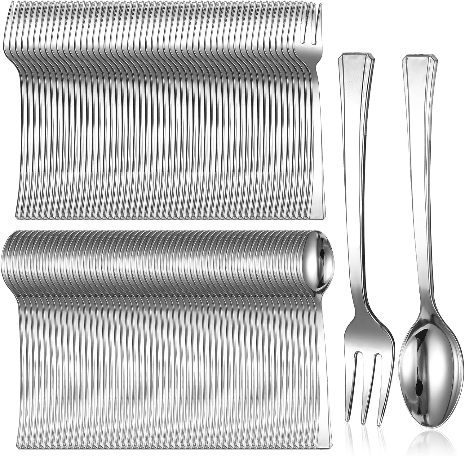 BESTKITTY 300 Pcs Disposable Spoons and s, Silver Plast Small s and ...