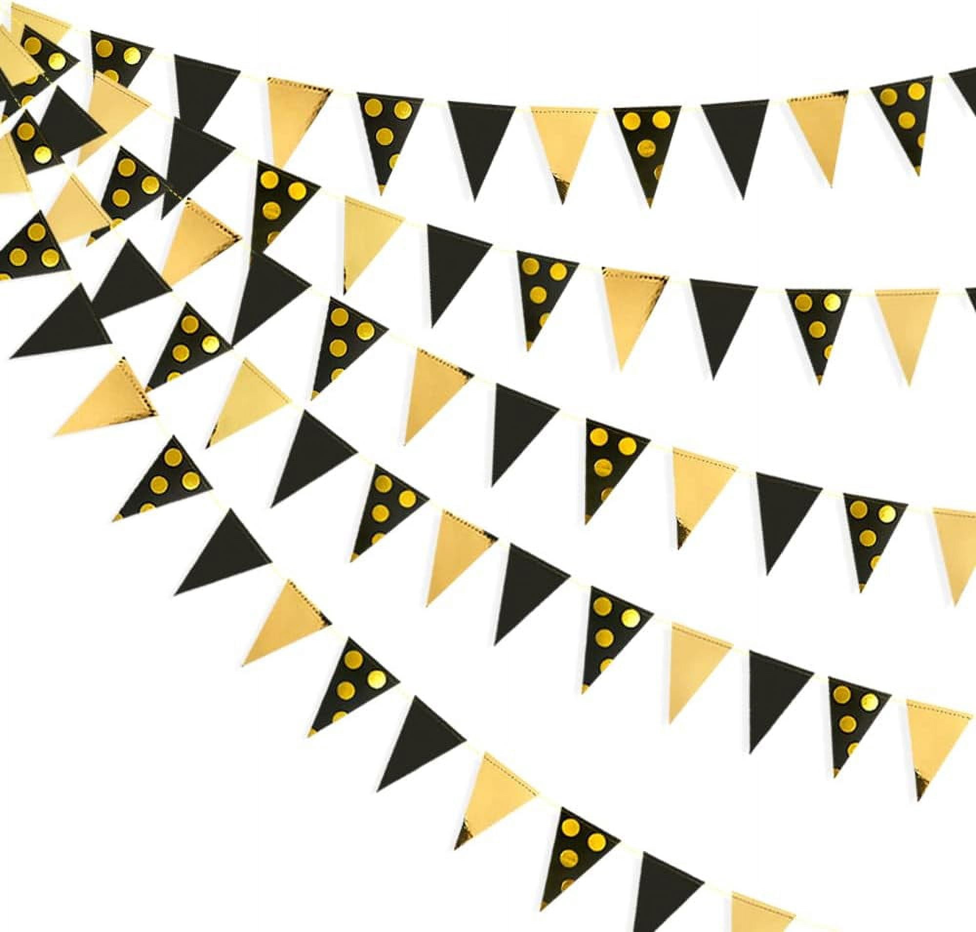 BESTKITTY 30Ft Bla Gold Party Decorations Polka Dot ant Banner Per ...
