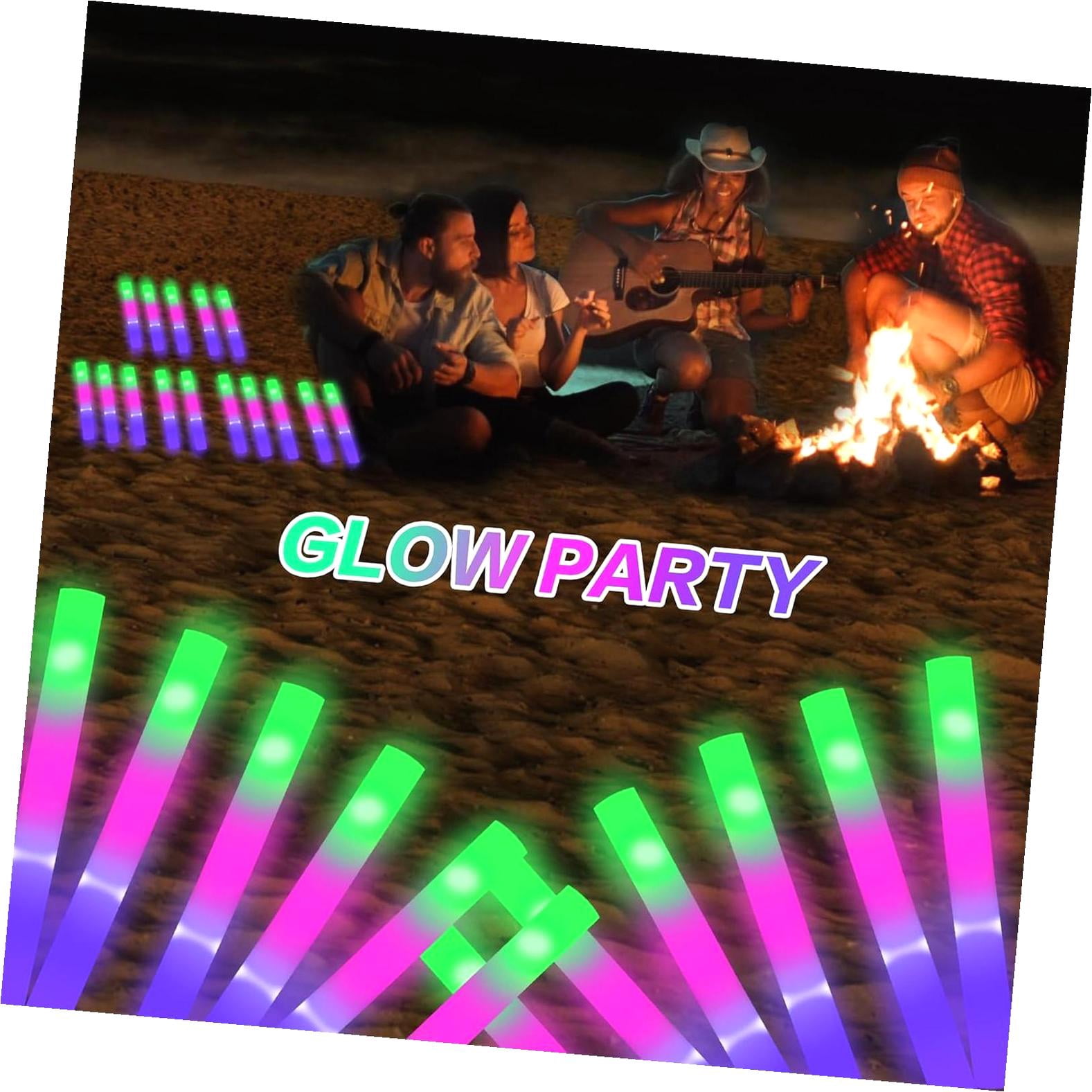 BESTKITTY 32-Piece Illuminated Sticks with 3 Lighting Options Vibrant ...