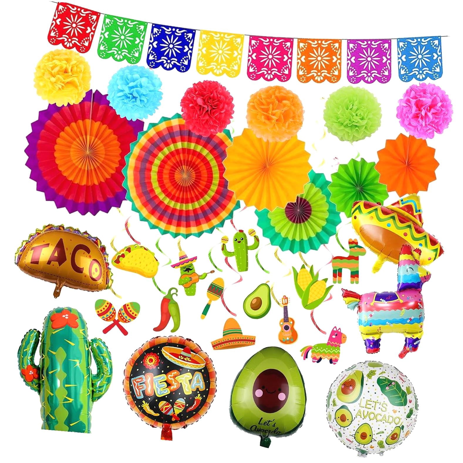 BESTKITTY 32PCS Mexico Celebration Decor - Includes Paper Fans, Paper ...