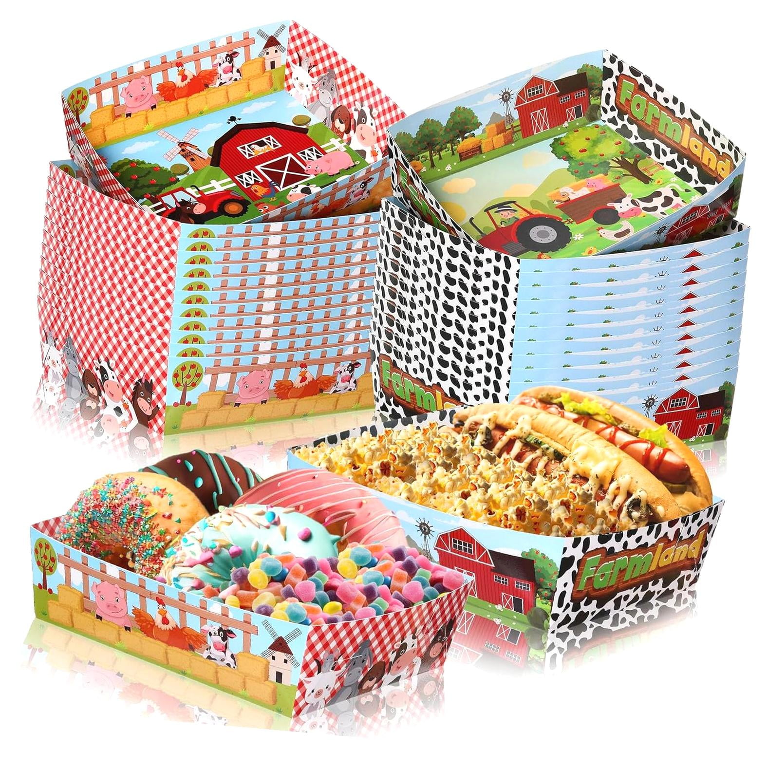 BESTKITTY 36 Pcs Barnyard Farm Animals Paper Trays Farm Theme Birthday ...