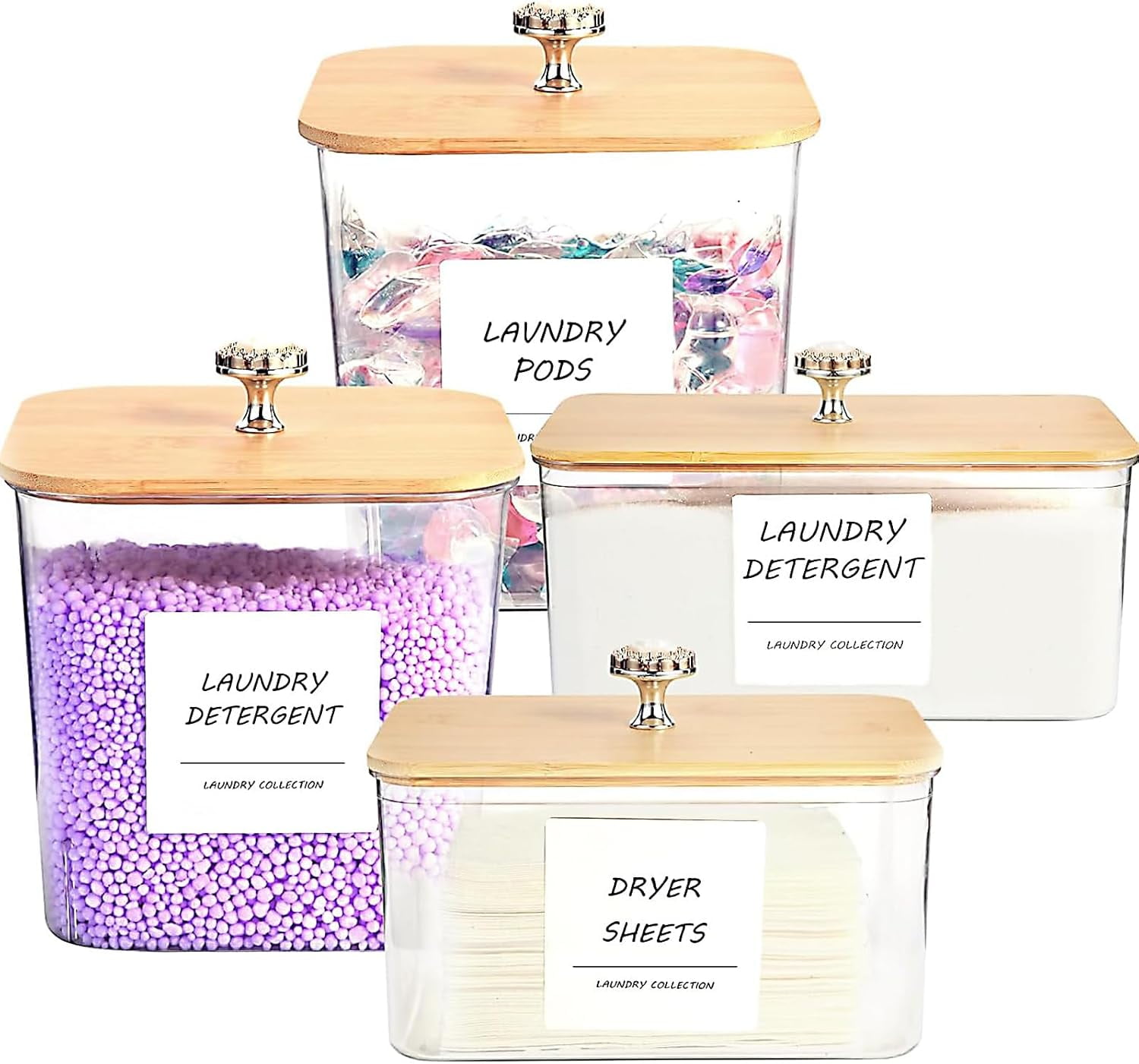 BESTKITTY 4 Pa Laundry Room Organition Storage Containers, Plast Clear ...