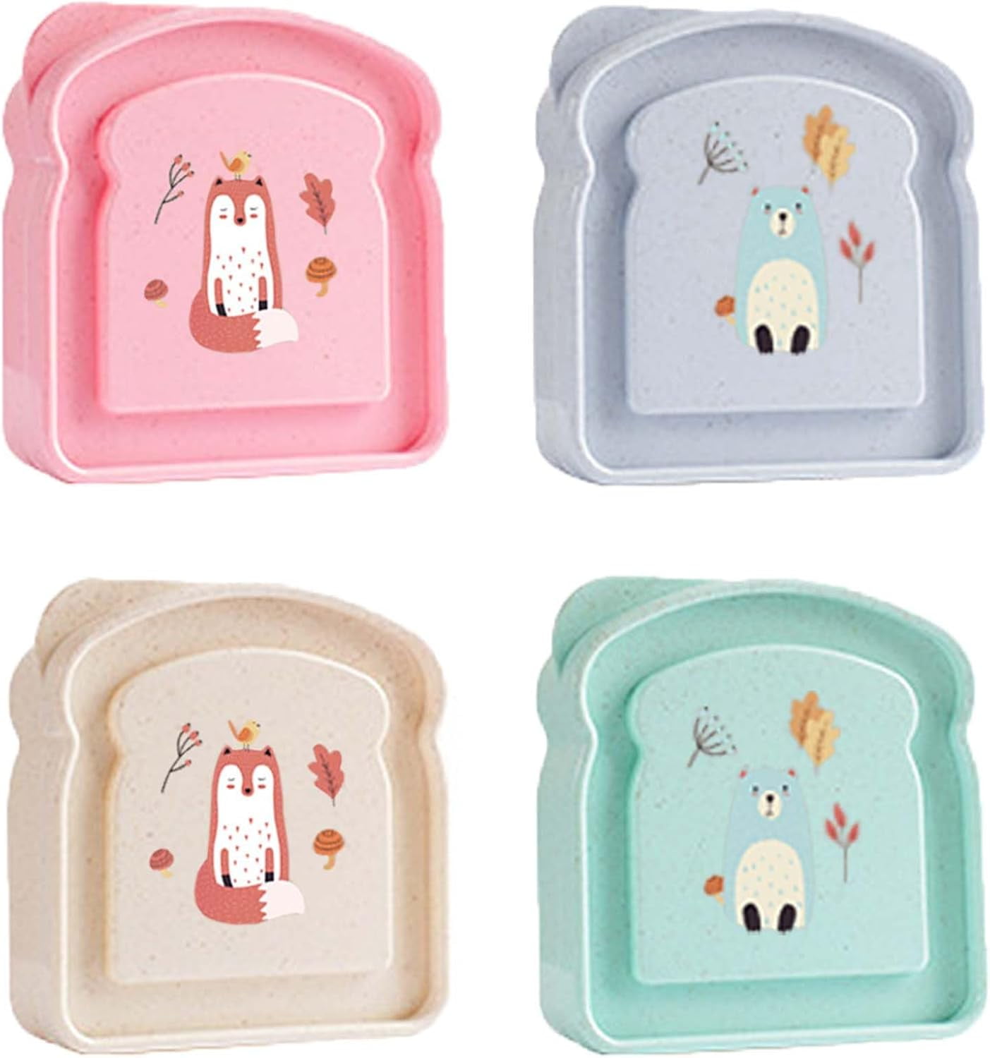 BESTKITTY 4 Pa Sandw Containers, Bear Pattern Sandw Containers for Lun ...