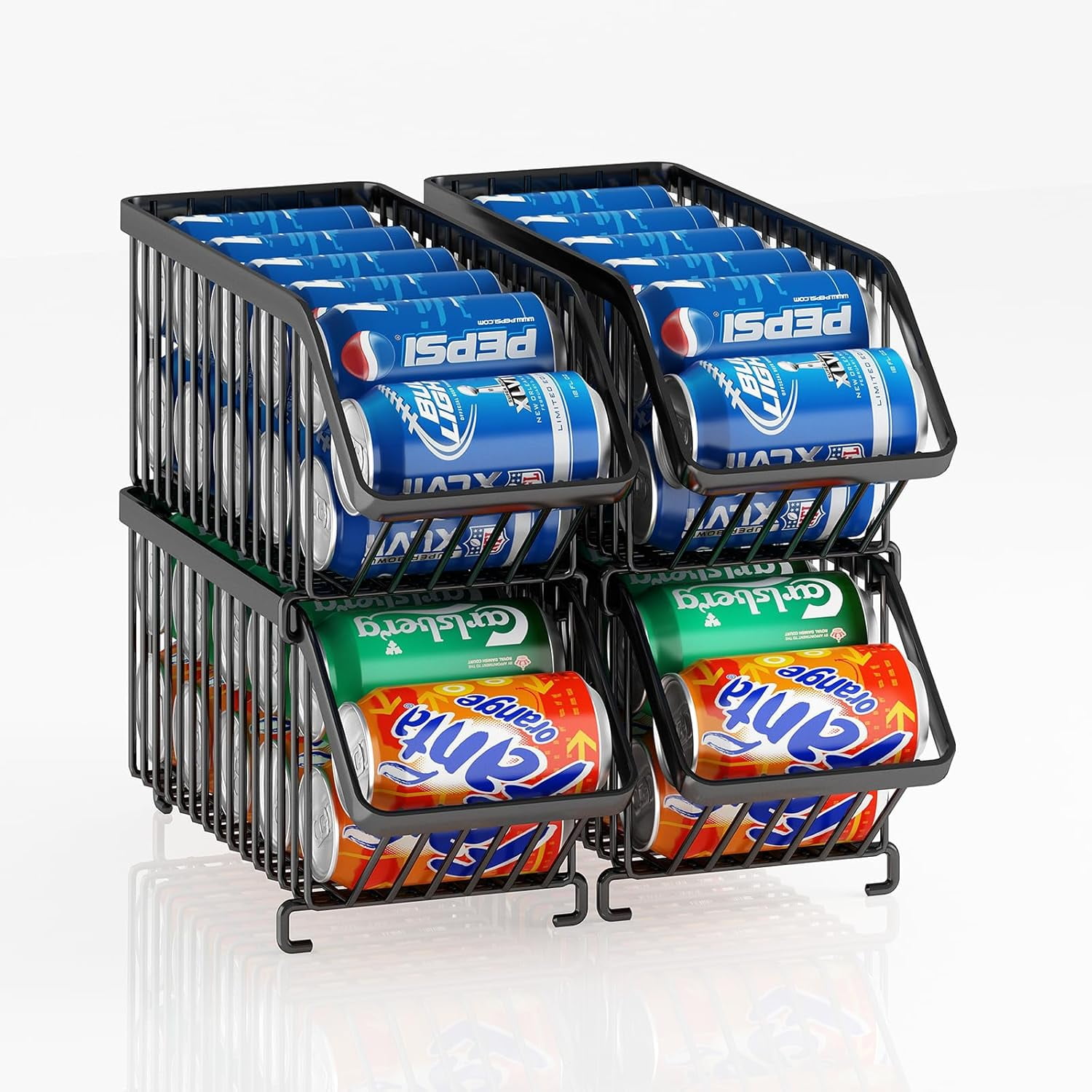 BESTKITTY 4 Pa Staable Soda Can Organizer for Refrigerator, Can Holder ...