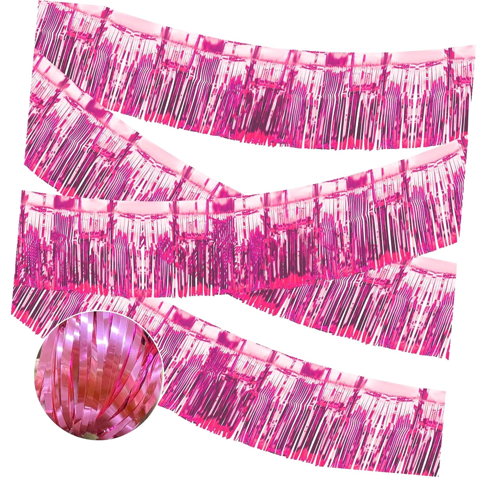 BESTKITTY 4 Pack Float Fringe Curtains, Metallic Foil Fringe Garland ...