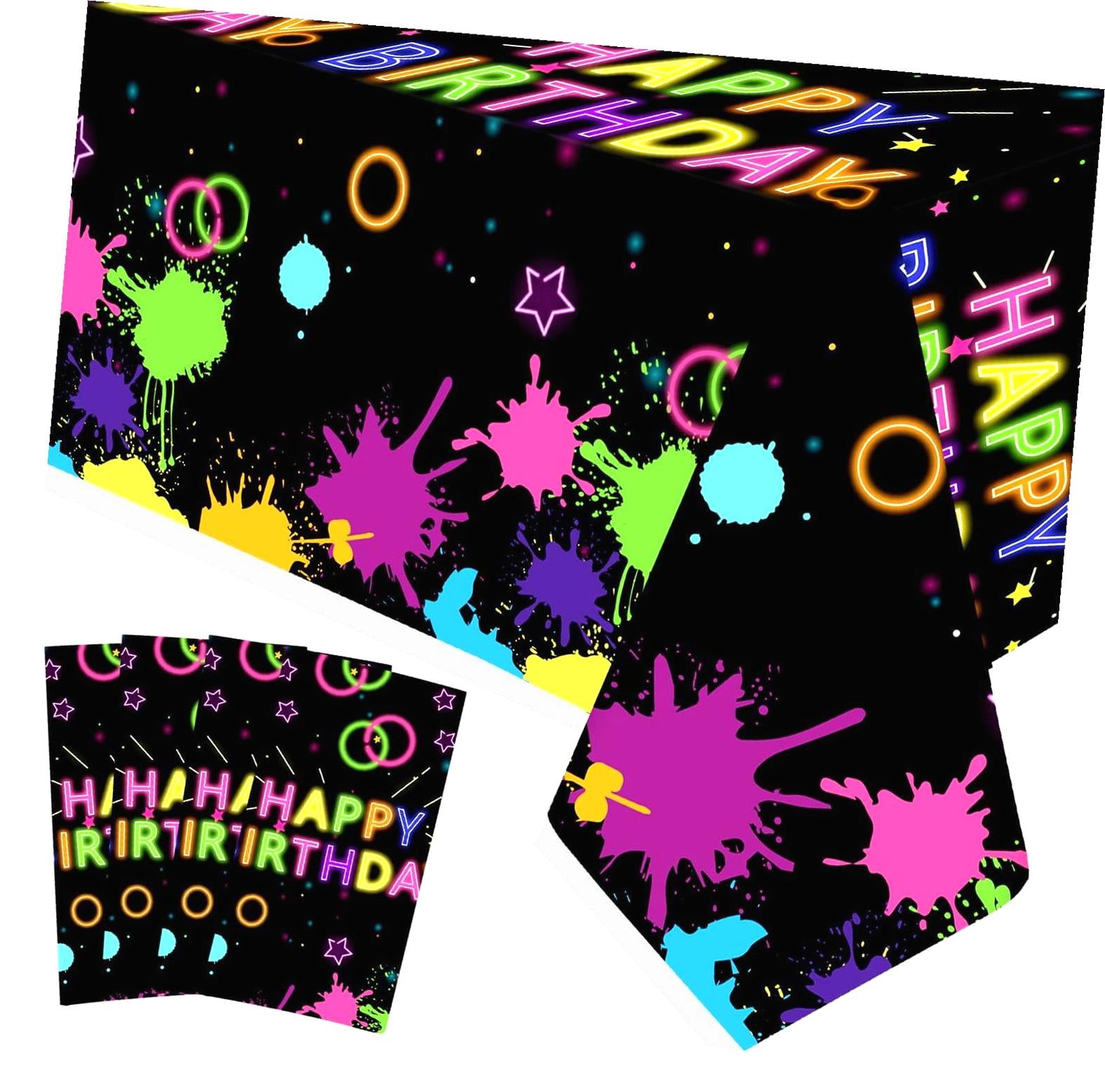 BESTKITTY 4 Pack Glow Tablecovers - Neon Plastic Birthday Table Cover ...