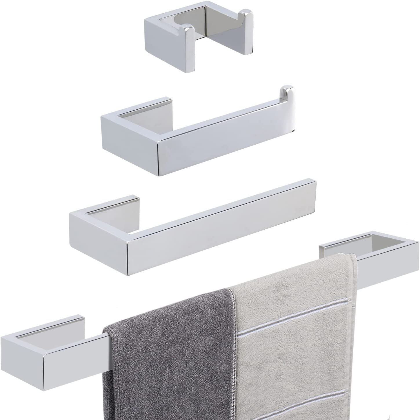 BESTKITTY 4-Pcs Batoom Hardware Set Stainl Steel Square Towel Ra Set ...