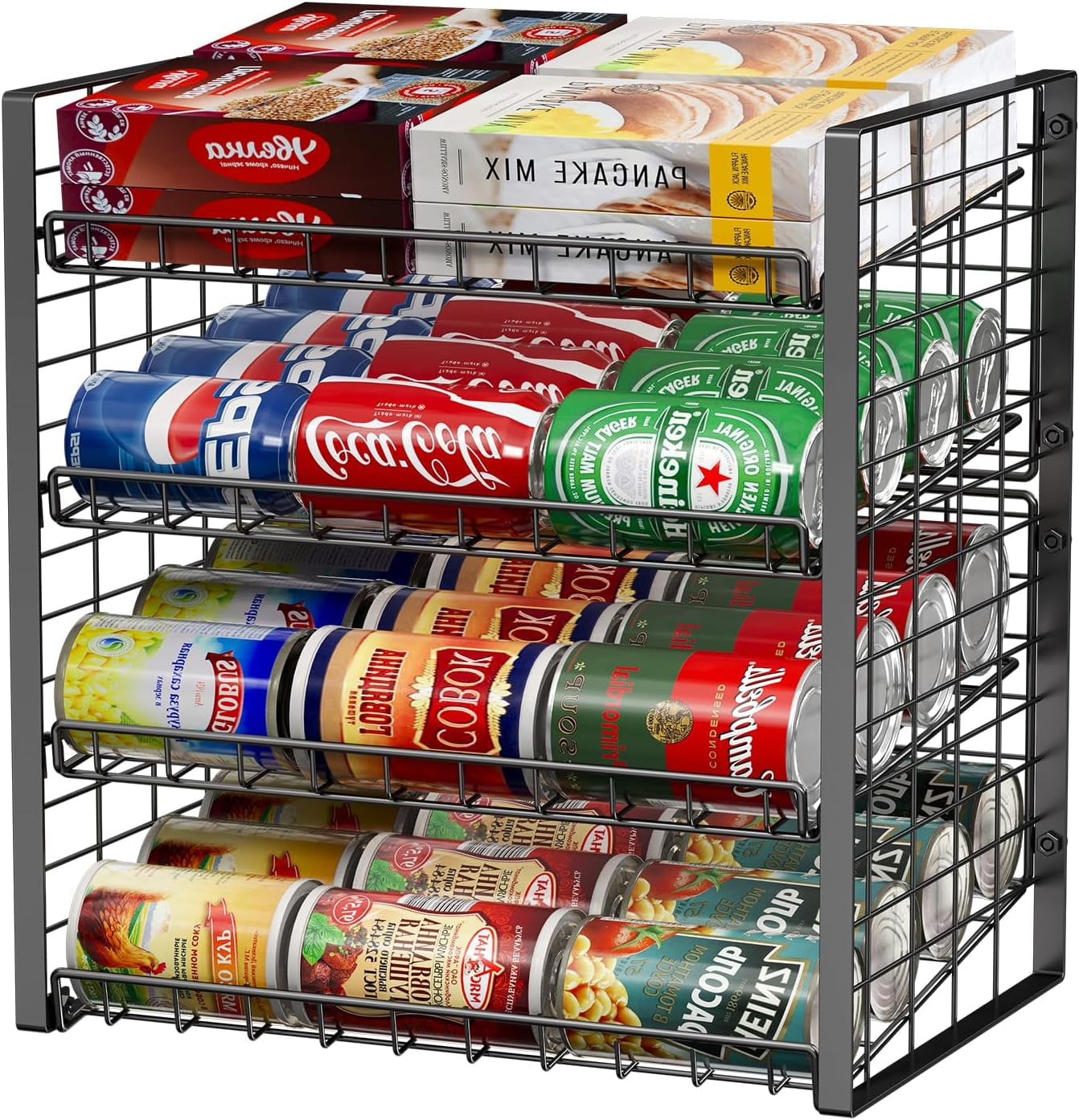 BESTKITTY 4-Tier Can Ra Organizer for Pantry, Adjustable Can Storage ...