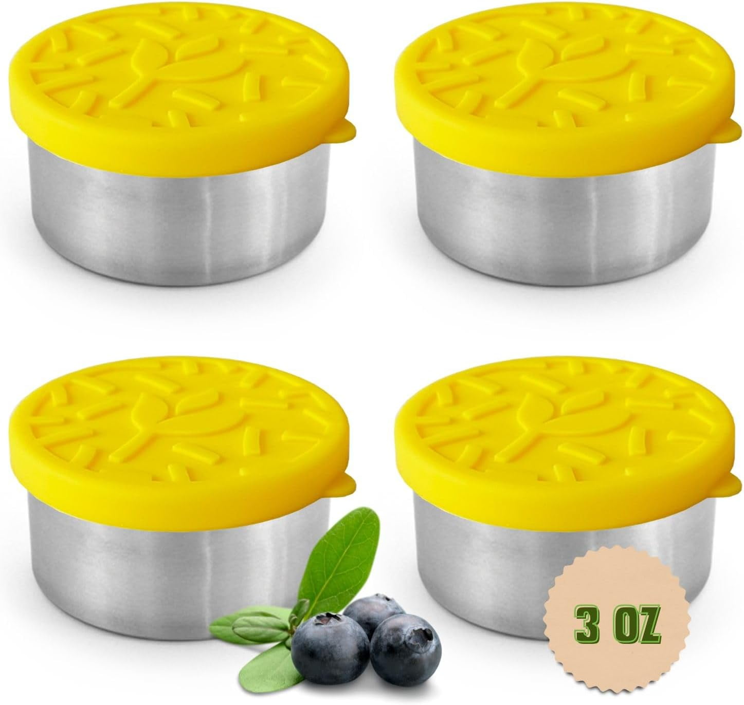 BESTKITTY 4 X 3 oz Stainl Steel Containers with Lids - Leakof w/Silone ...