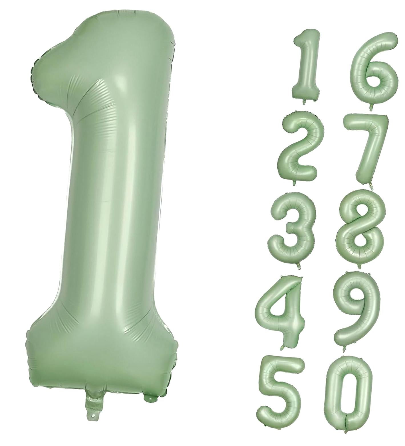BESTKITTY 40 Inch Green Number 1 Balloon Olive Green Foil Balloons Sage ...