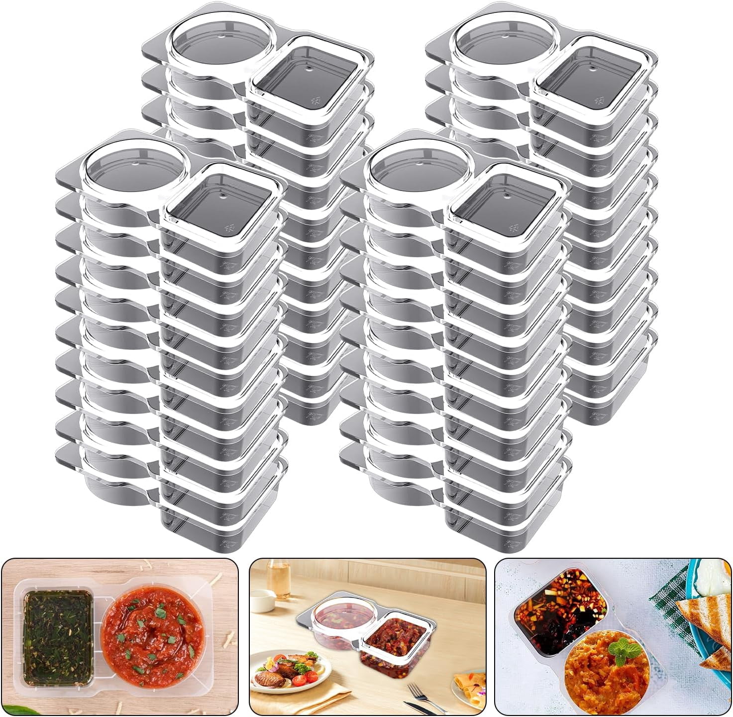 BESTKITTY 40PCS Double Compartment Condiment Containers with Lids, 2025 ...