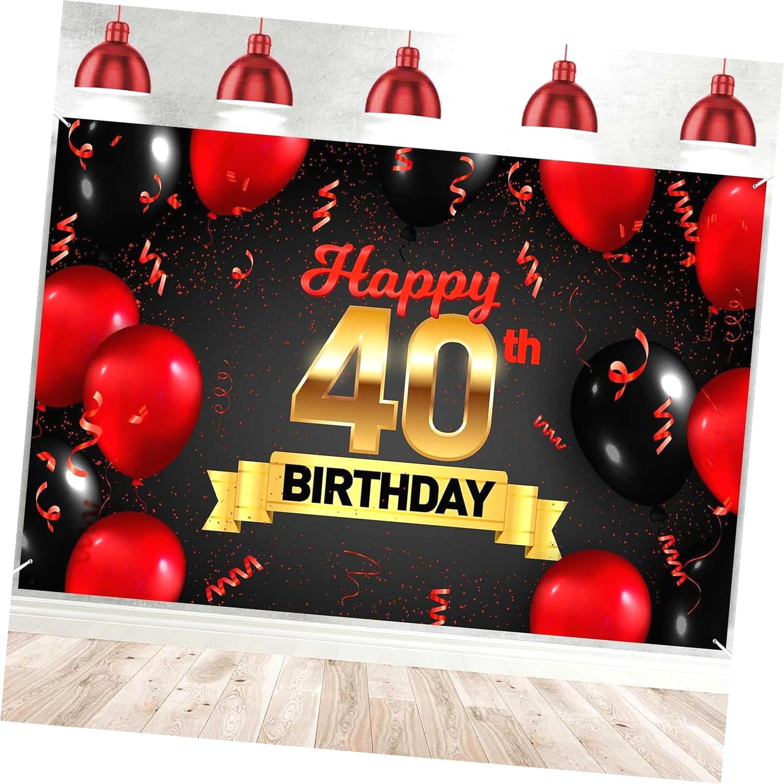 BESTKITTY 40th Birthday Celebration Kit, Red and Black Themed Decor ...