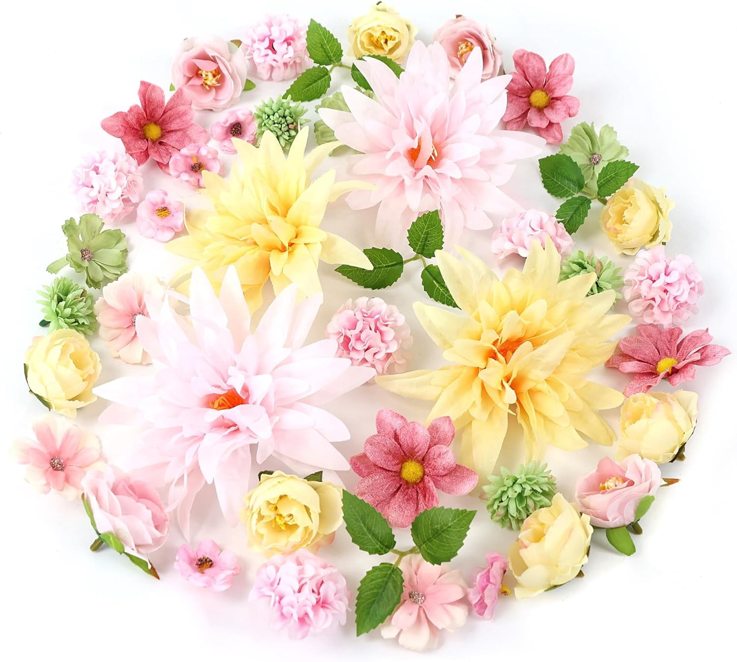 BESTKITTY 48 PCS Arti Heads Combo Mix Silk Flowers Heads Bulk for DIY ...