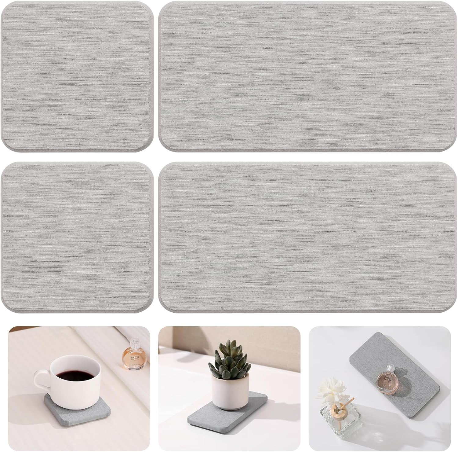 BESTKITTY 4PCS Qu-Drying Stone So Tray for Batoom Counter, Diatomaceous ...