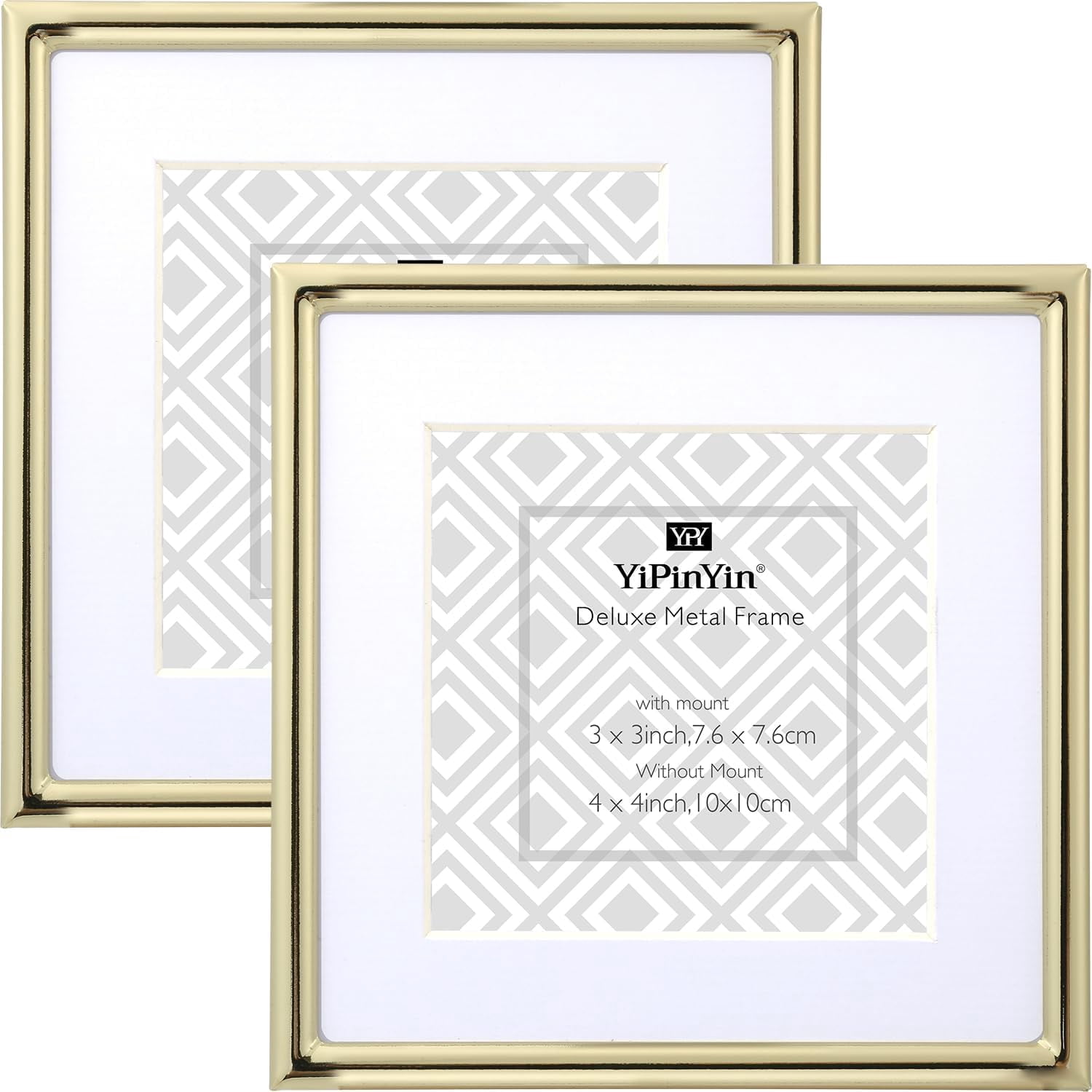 BESTKITTY 4x4'' Sqaure Gold Metal Pture F With Mat for 3x 3'' Set of 2 ...