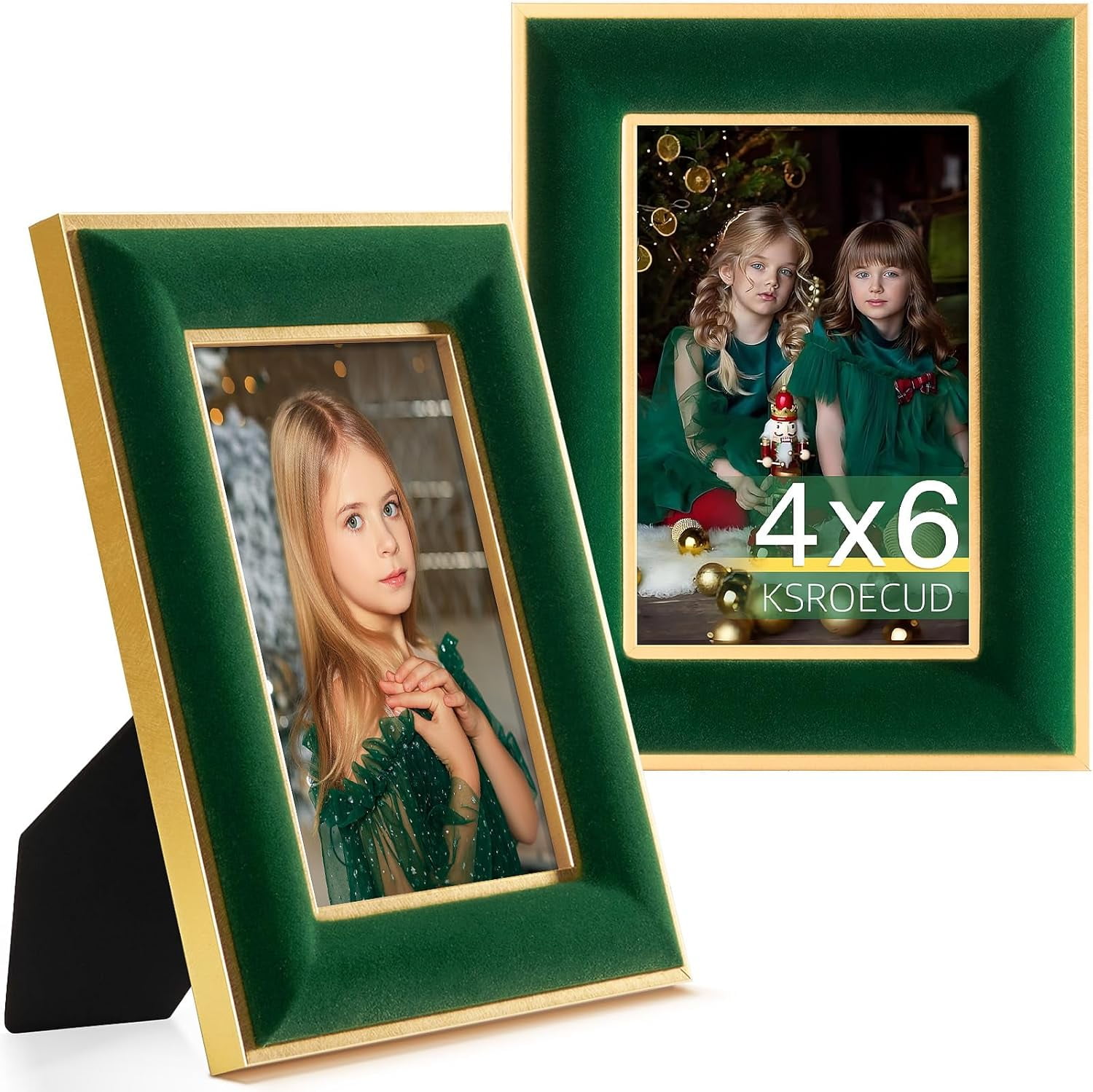 BESTKITTY 4x6 Velvet Pture F, Green P Fs with Modern Met Gold Border ...