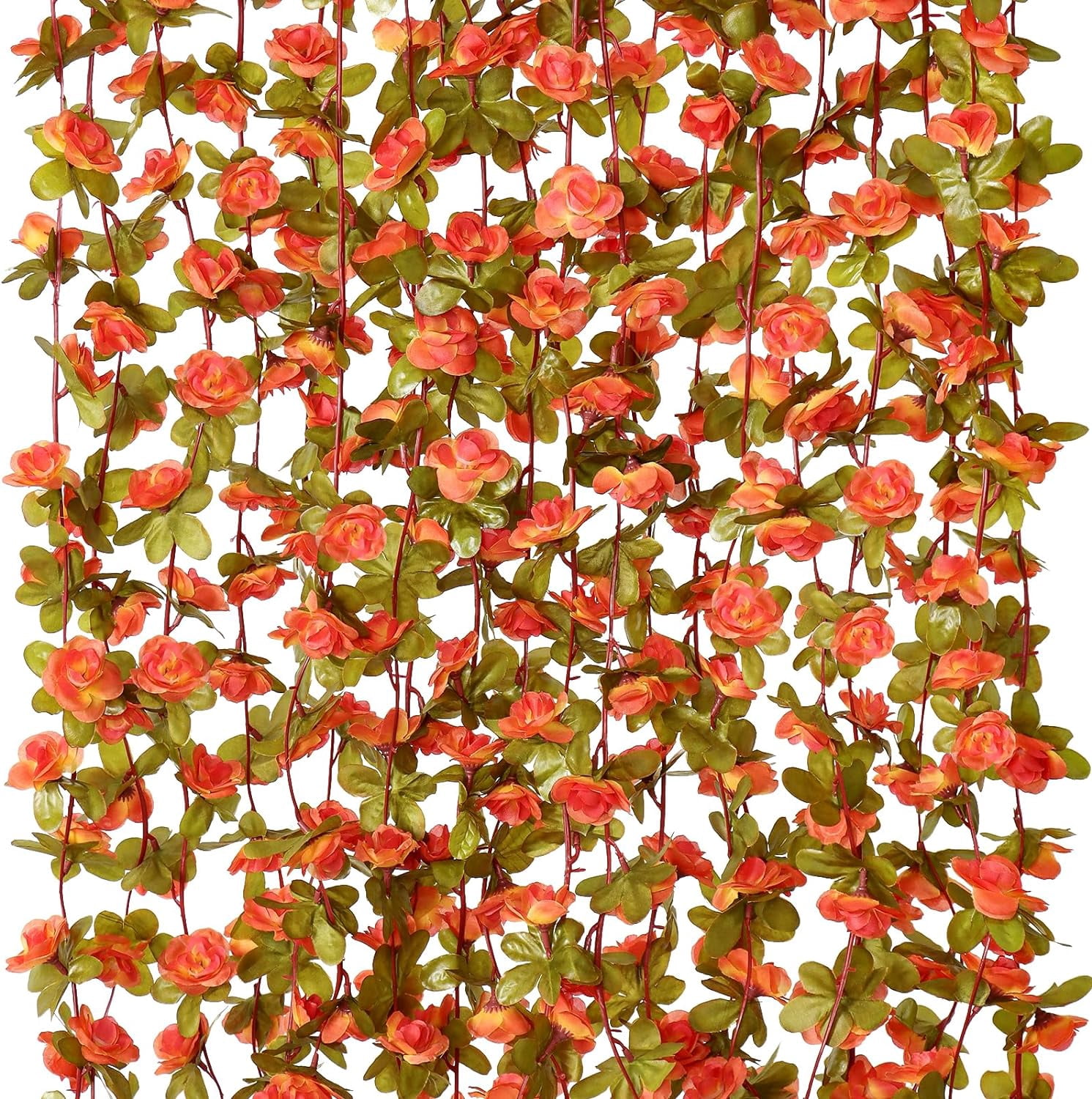 BESTKITTY 5 Pa 40 FT Artiial Flower Garland, Fake Orange Roses Vines ...