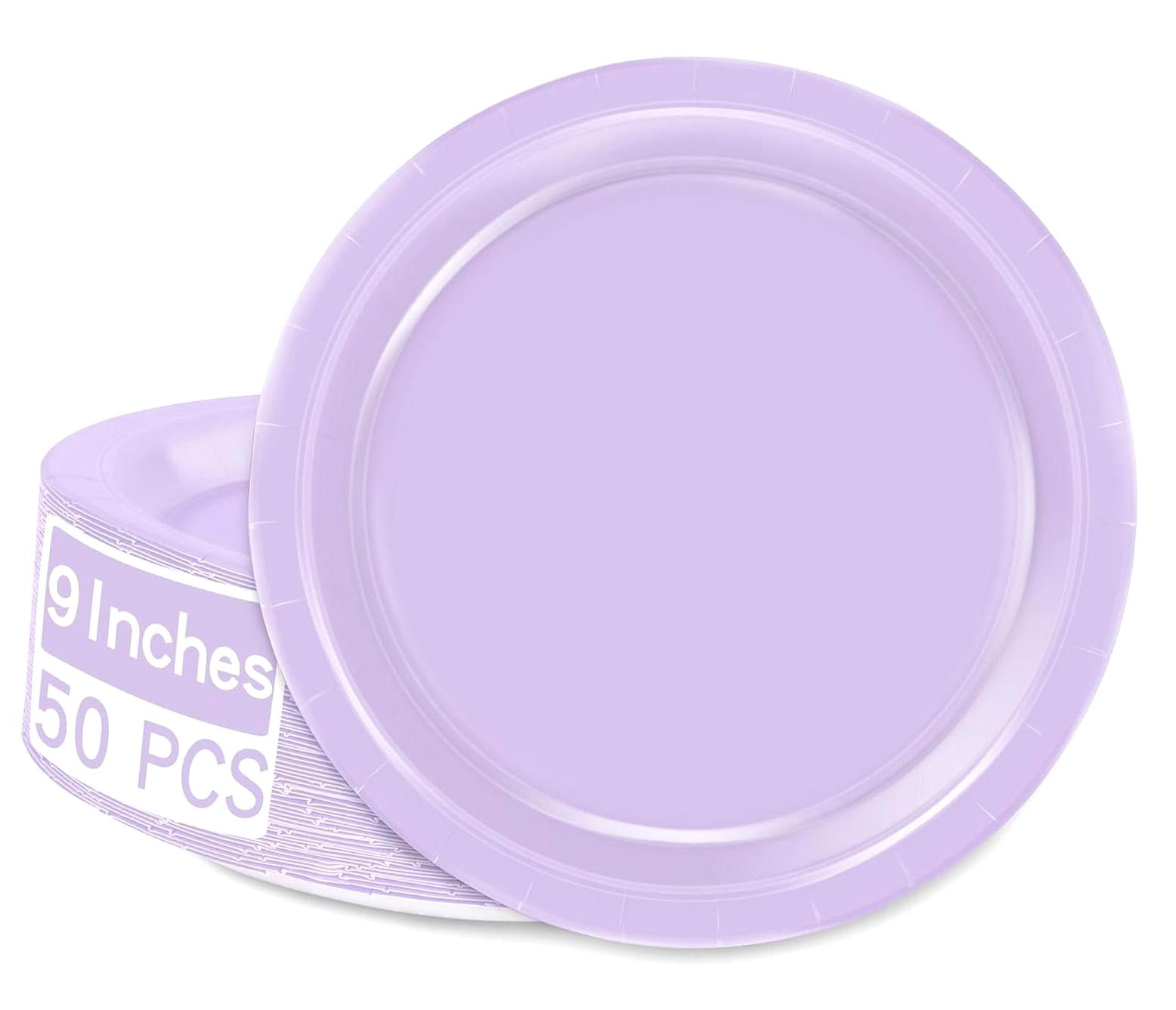 BESTKITTY 50 Lavender Round Party Plates - 9 Inch Plates for Everyday ...