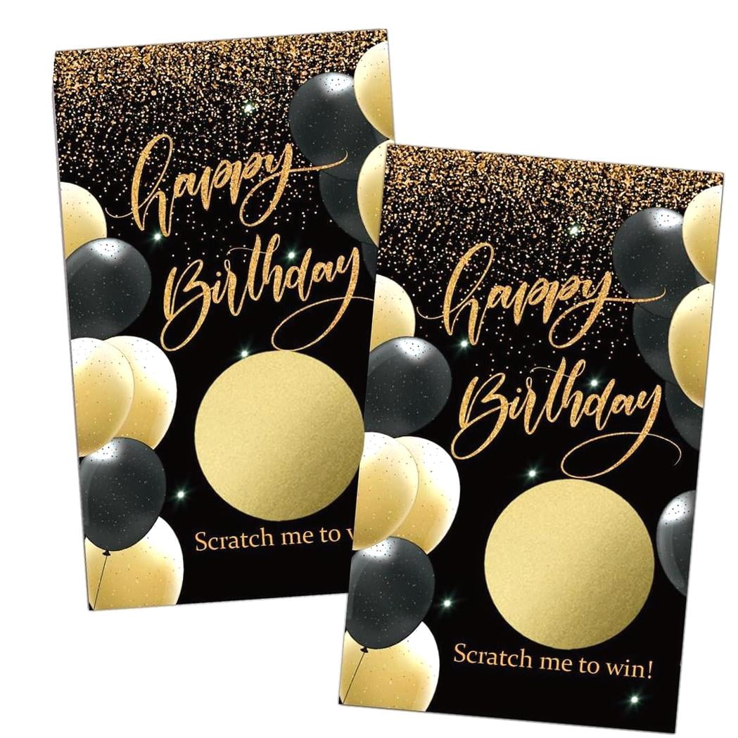 BESTKITTY 50 Pack Happy Birthday Theme Scratch Off, Balloon Ribbon ...