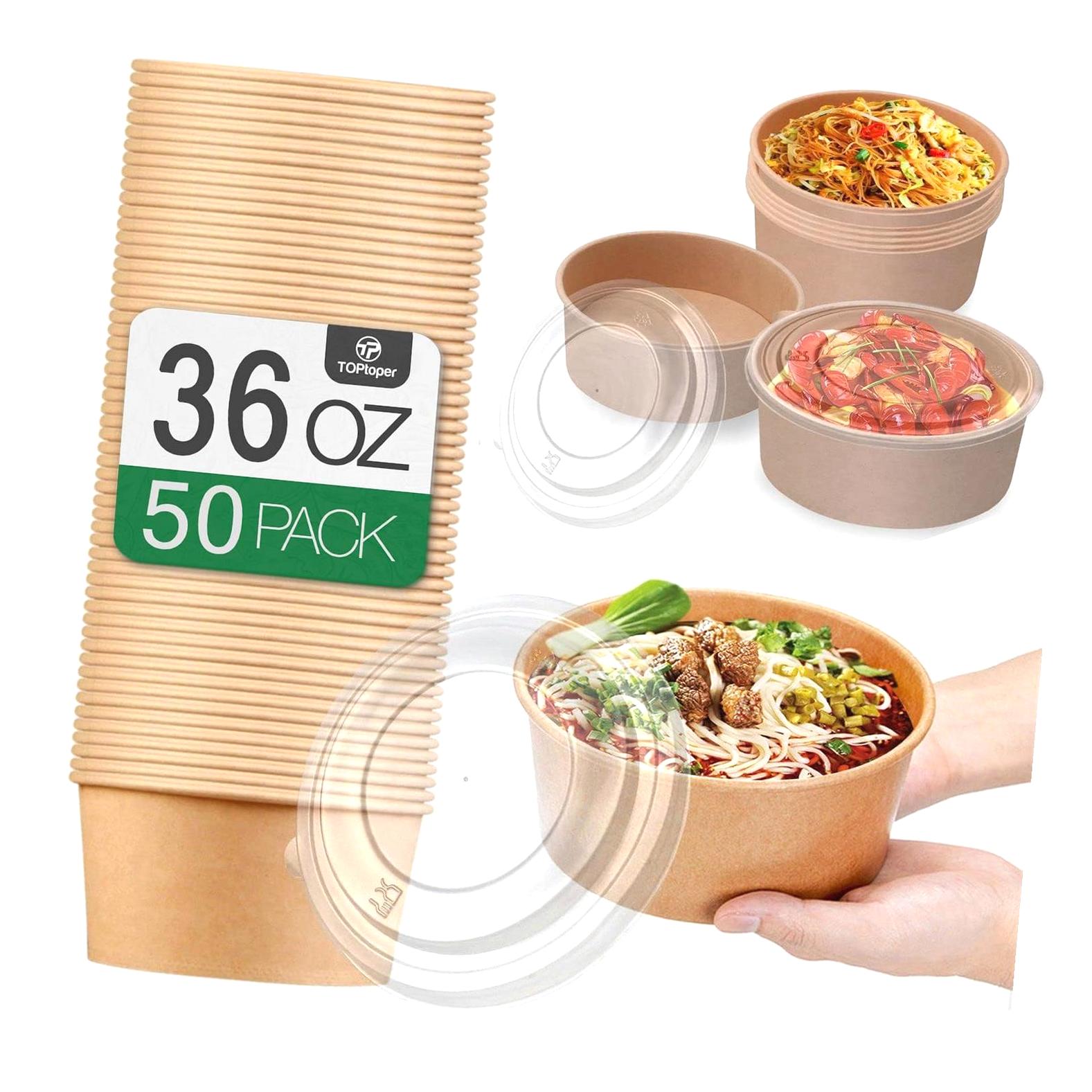 BESTKITTY 50 Pcs 32 Oz Large Paper Bowls with , Soup Serving Bowls Bulk ...