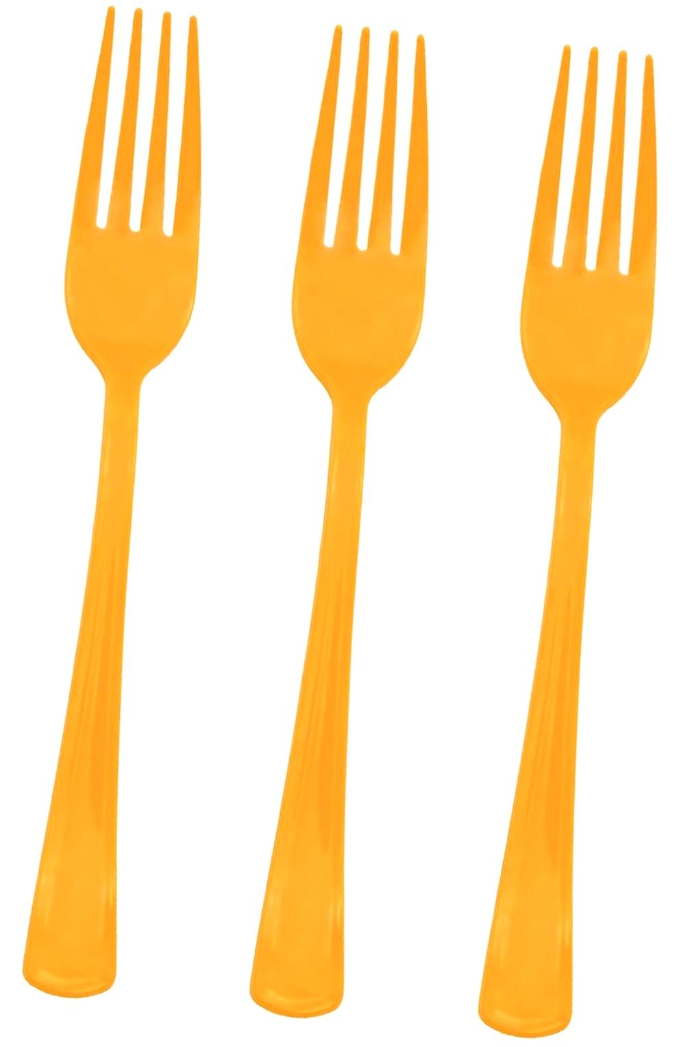 BESTKITTY 50-Piece Orange Plastic Forks, Vibrant Plastic Silverware ...