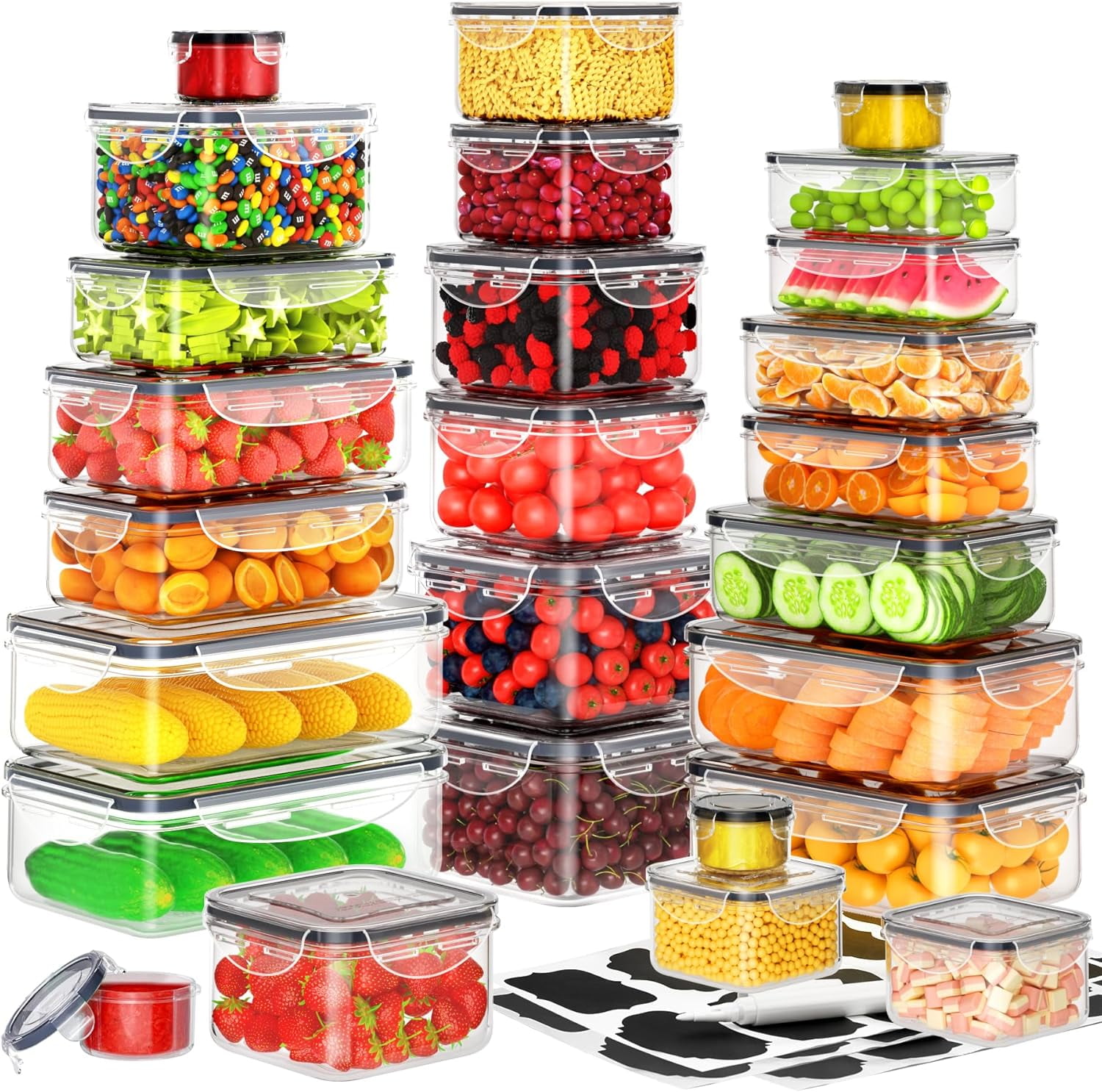 BESTKITTY 52 PCS Food Storage Containers with Lids Airtight (26 ...