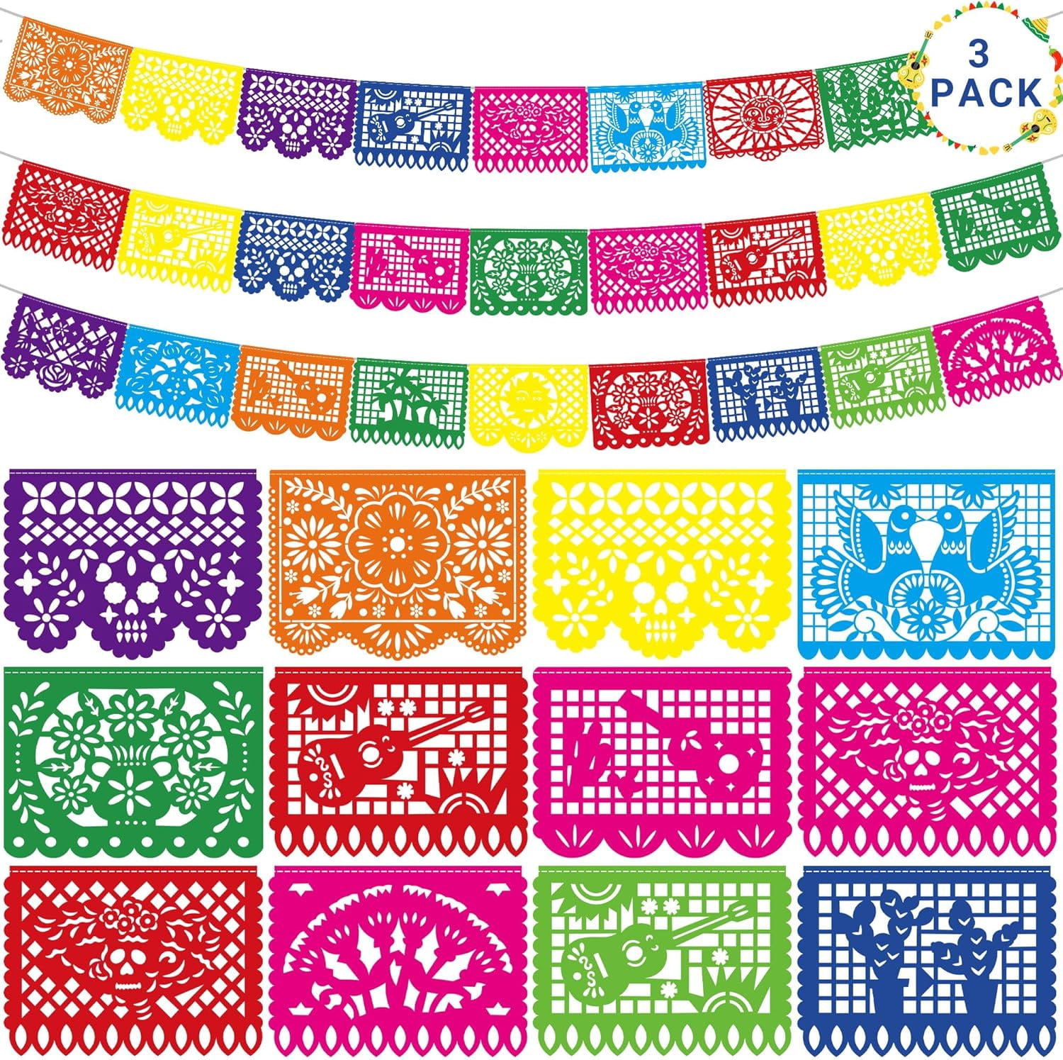 BESTKITTY 54 FT Cinco De Mayo Decorations, 3 Pa Mexan Party Banner ...