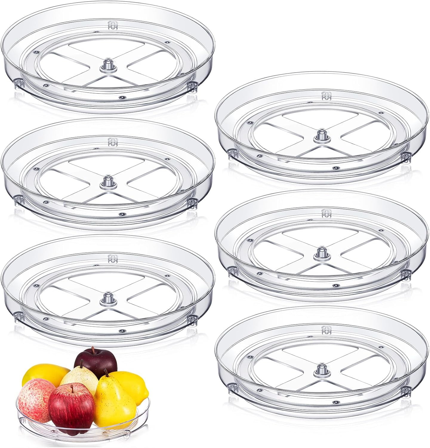 BESTKITTY 6 Pa Lazy Susan Turntable for Cabinet, 9 In Clear Lazy Susan Organizer Bins Plast ...