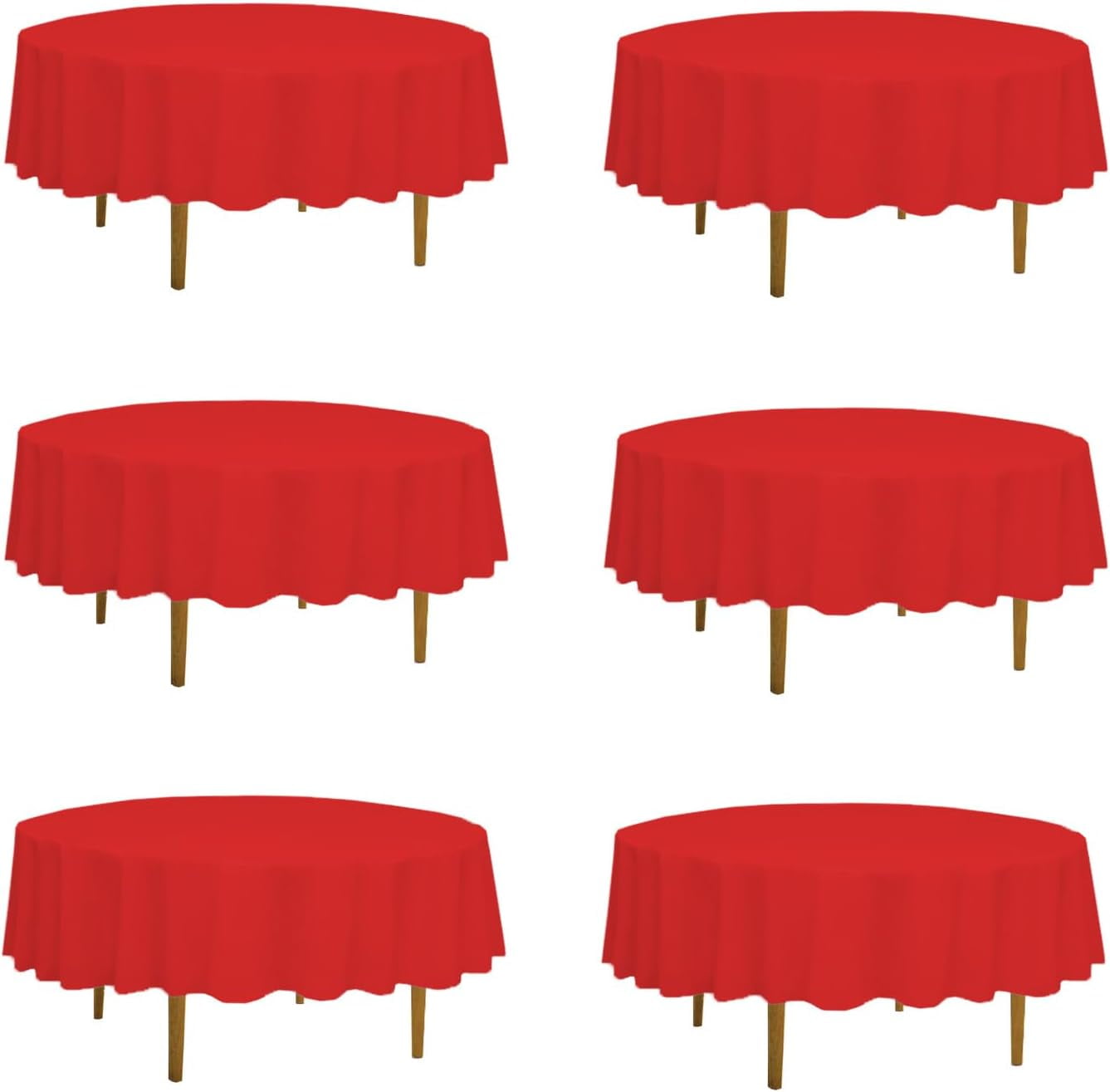 BESTKITTY 6 Pa Red Tablecloths for 90 ines Round Table, Reusable and ...
