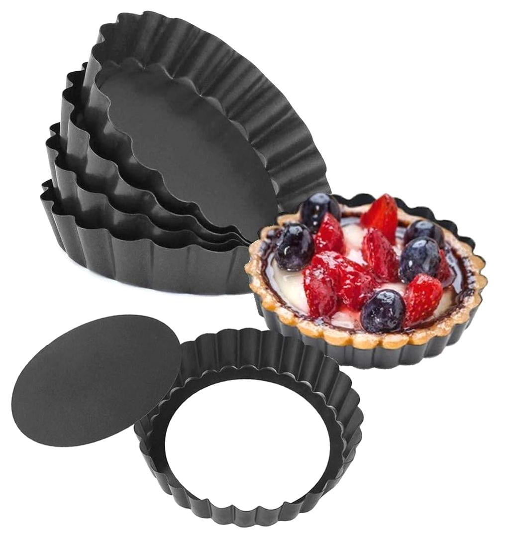 BESTKITTY 6-Piece Nonstick Round Quiche Pan Set, 5-Inch, with Removable ...