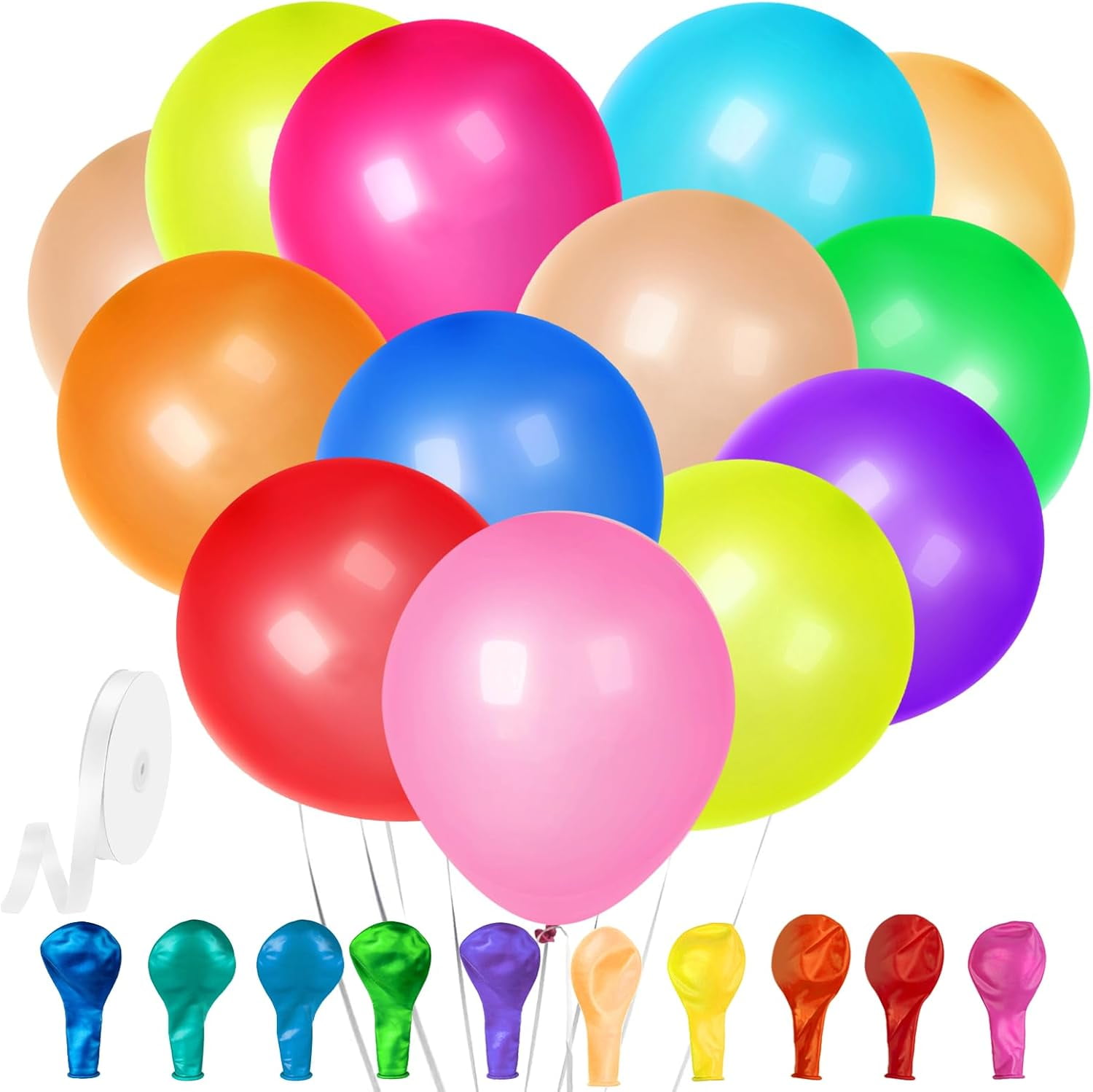 BESTKITTY 60 Pa Balloons Assorted Color 12 Ines Rainbow Latex Balloons ...