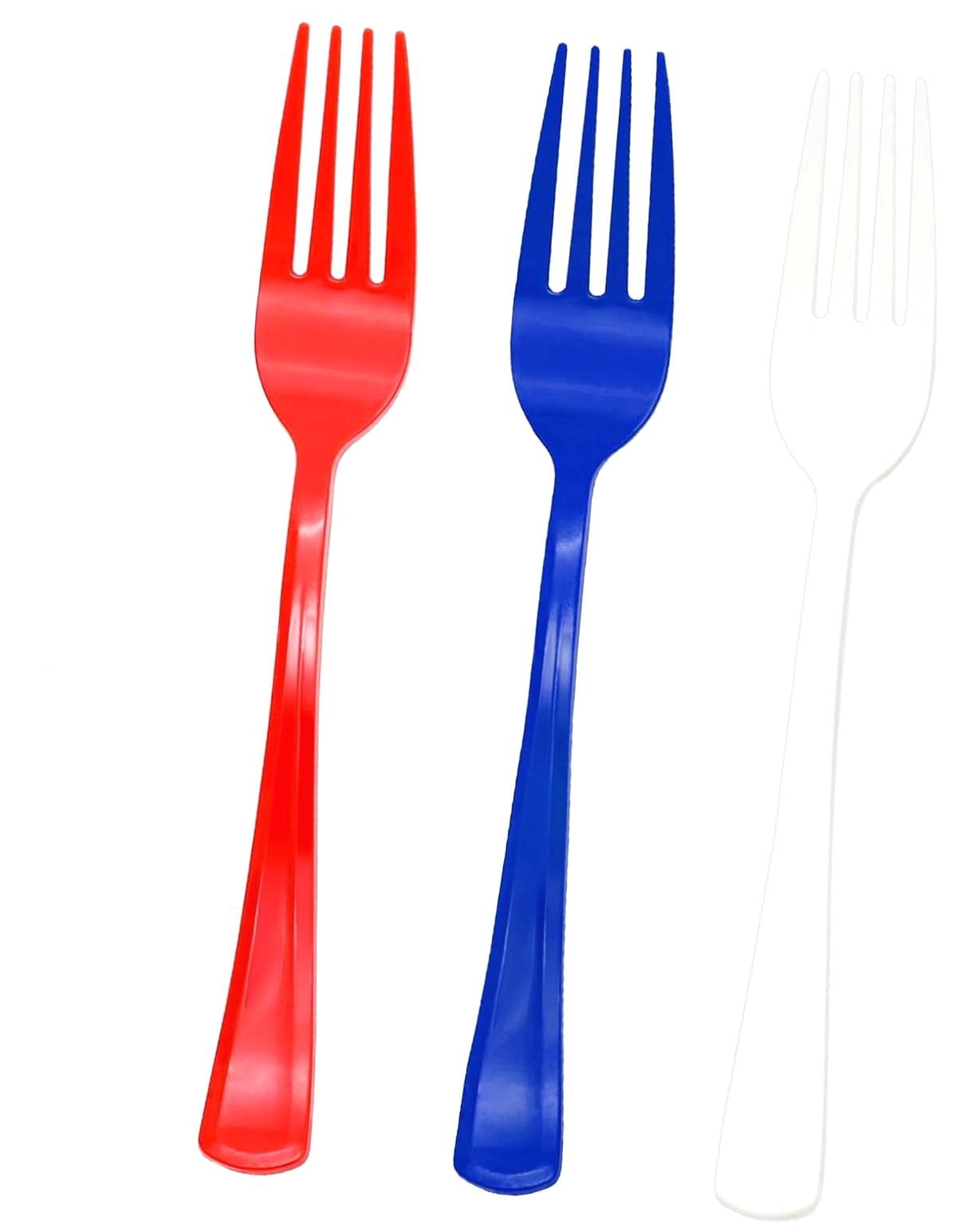 BESTKITTY 60 Pieces Red, White, and Blue Plastic Forks, Patriotic Heavy ...