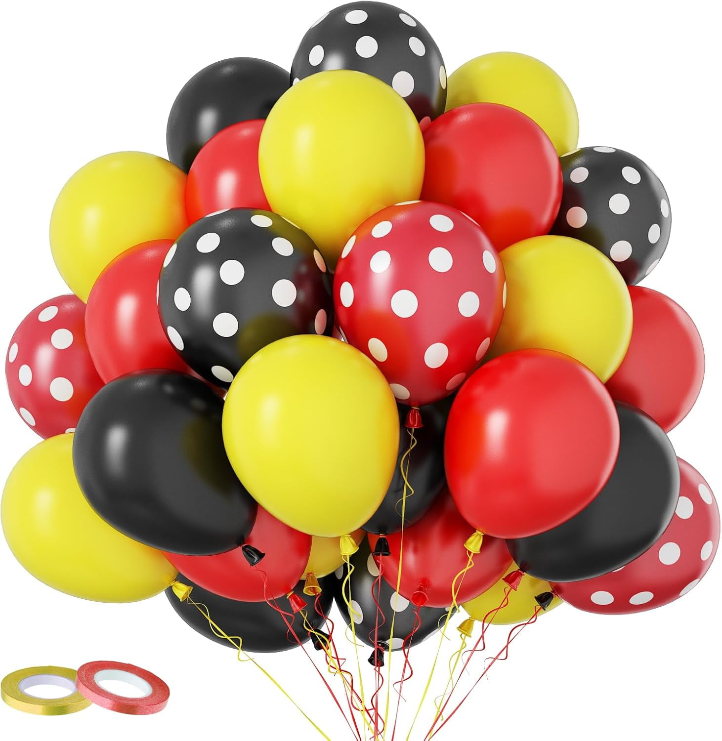 BESTKITTY 60PCS e Color Balloons Set, 12In Matt Red Yellow and Bla ...