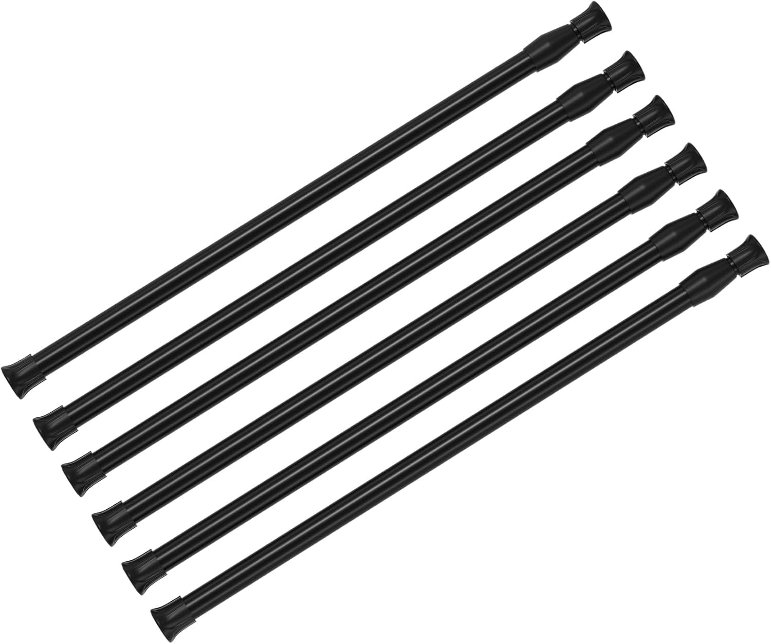 BESTKITTY 6Pa Sp Tension Curtain Rod 16-28 in Bla Adjustable Sp Rod ...