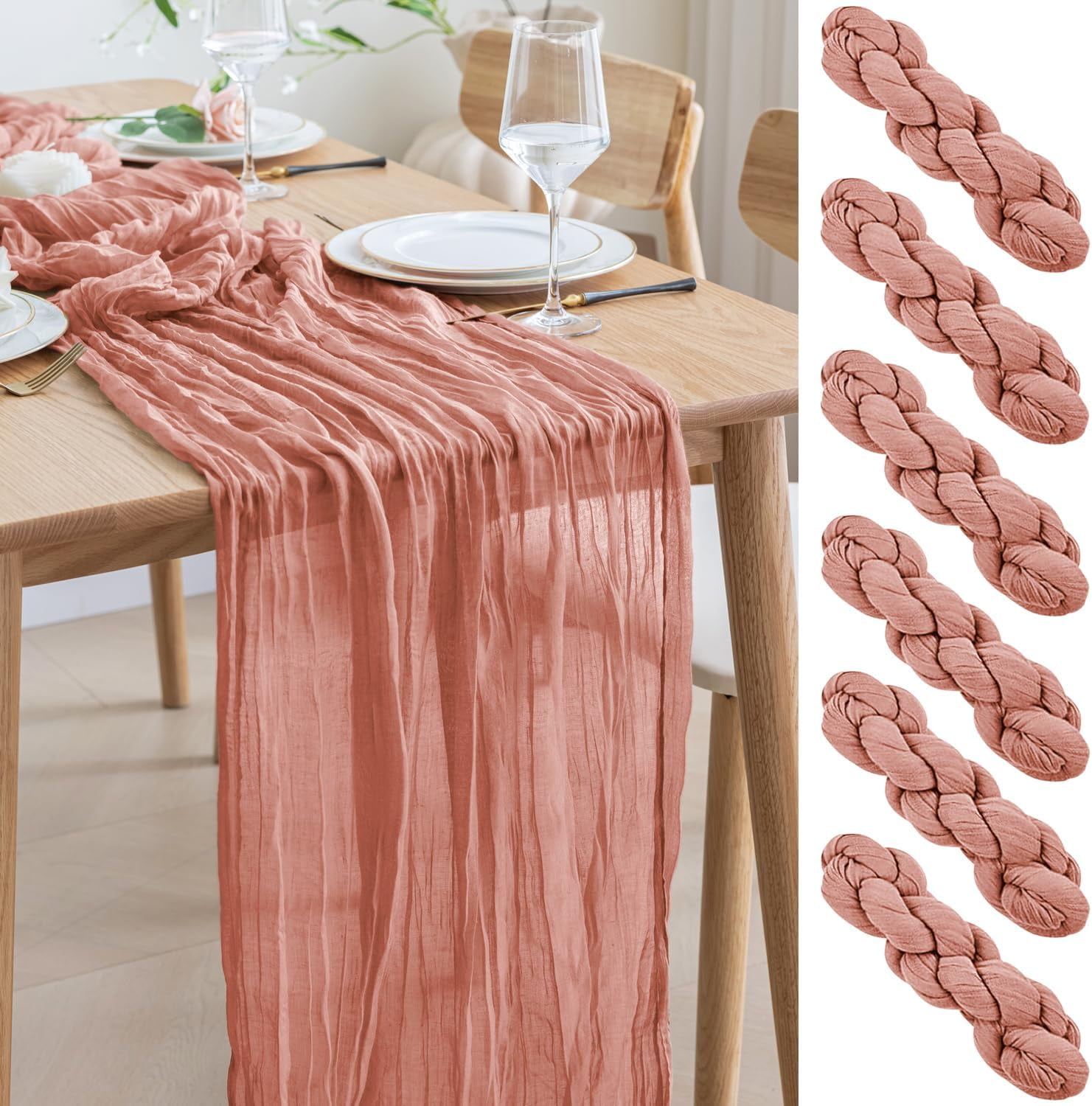 BESTKITTY 6pcs eesecloth Table Runner 120 Ines Long D Rose Boho Gauze ...