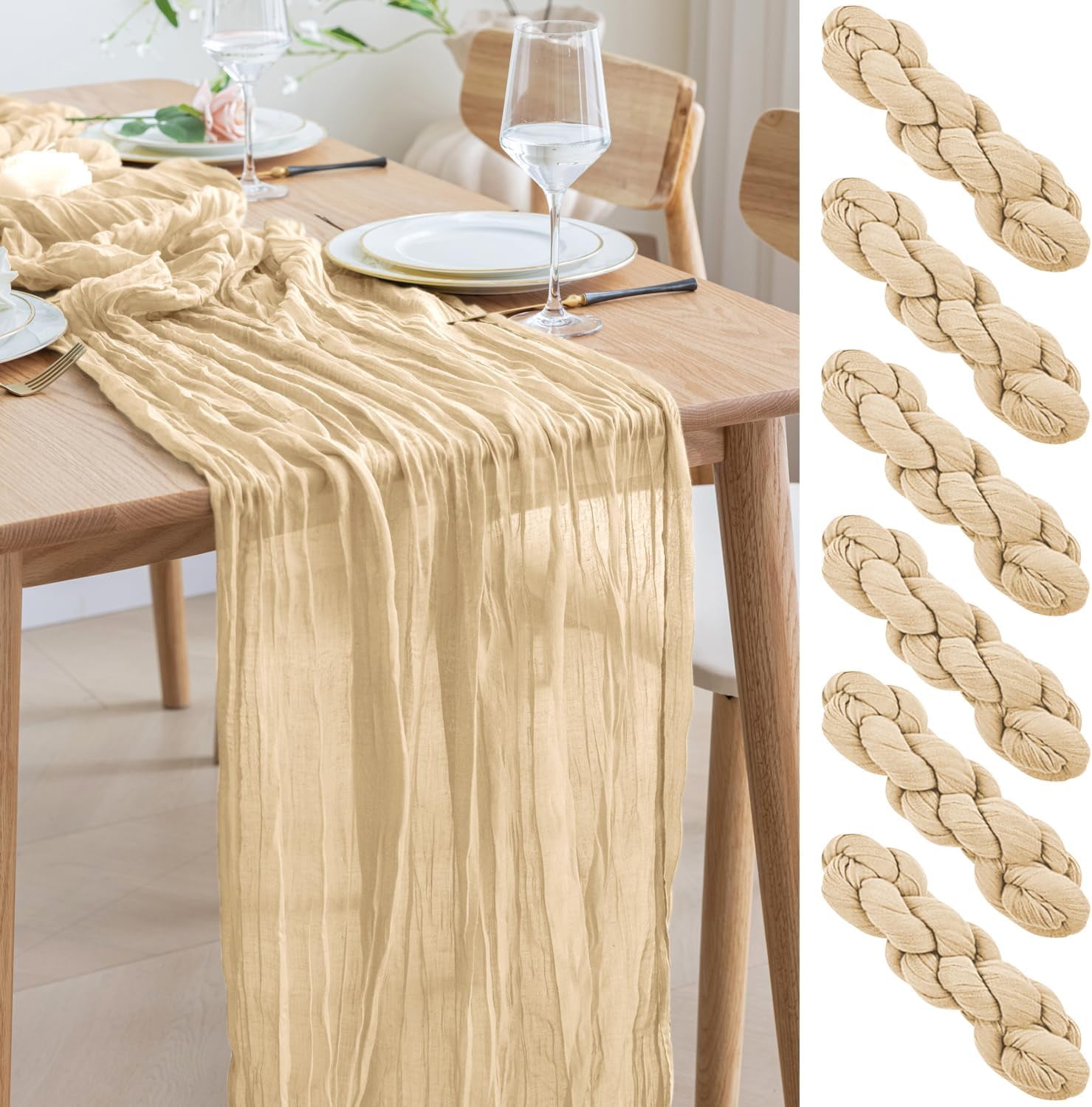 BESTKITTY 6pcs eesecloth Table Runner 120 Ines Long Sand Boho Gauze ...