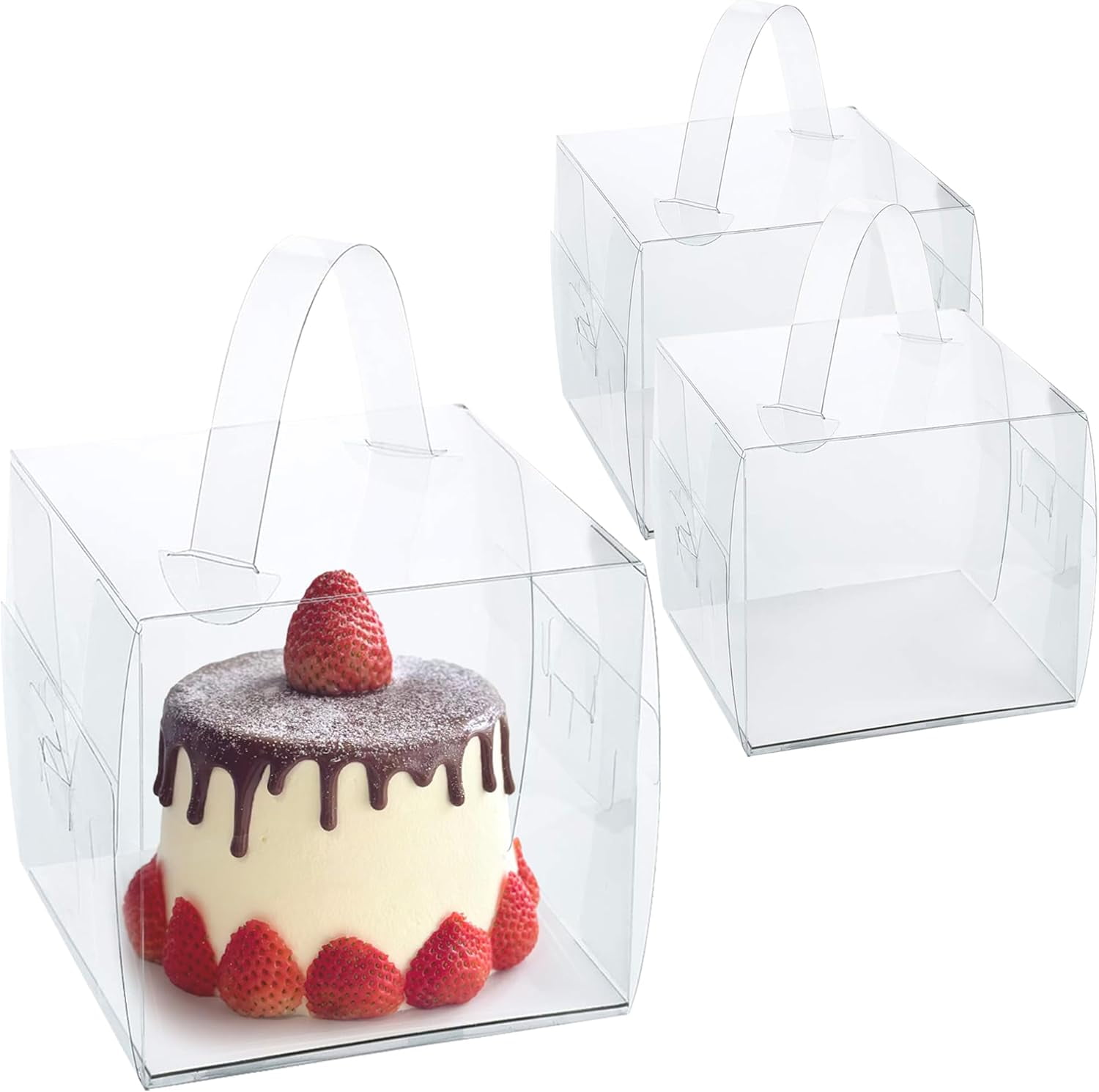 BESTKITTY 6x6x6In Transparent Bakery Boxes with Handles,20Pcs 5in 6in ...
