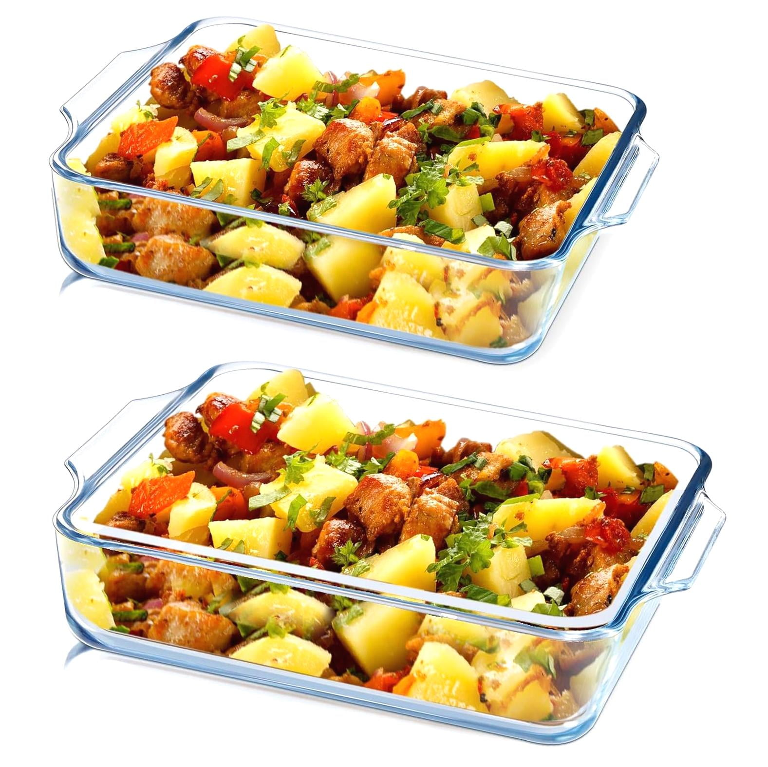 BESTKITTY 7.5x7.5in Glass Baking Dishes 2-pack, 42oz Square Glass Cake ...