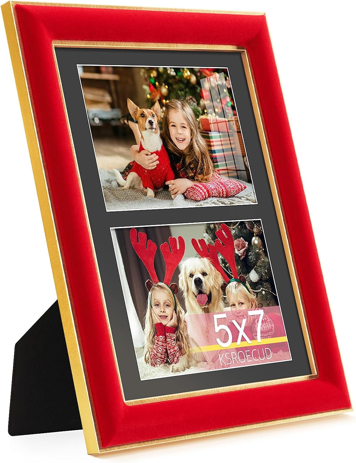 BESTKITTY 8.5x11 Velvet Pture F with 2 Opening 5x7 Pture, HD Real Glass ...