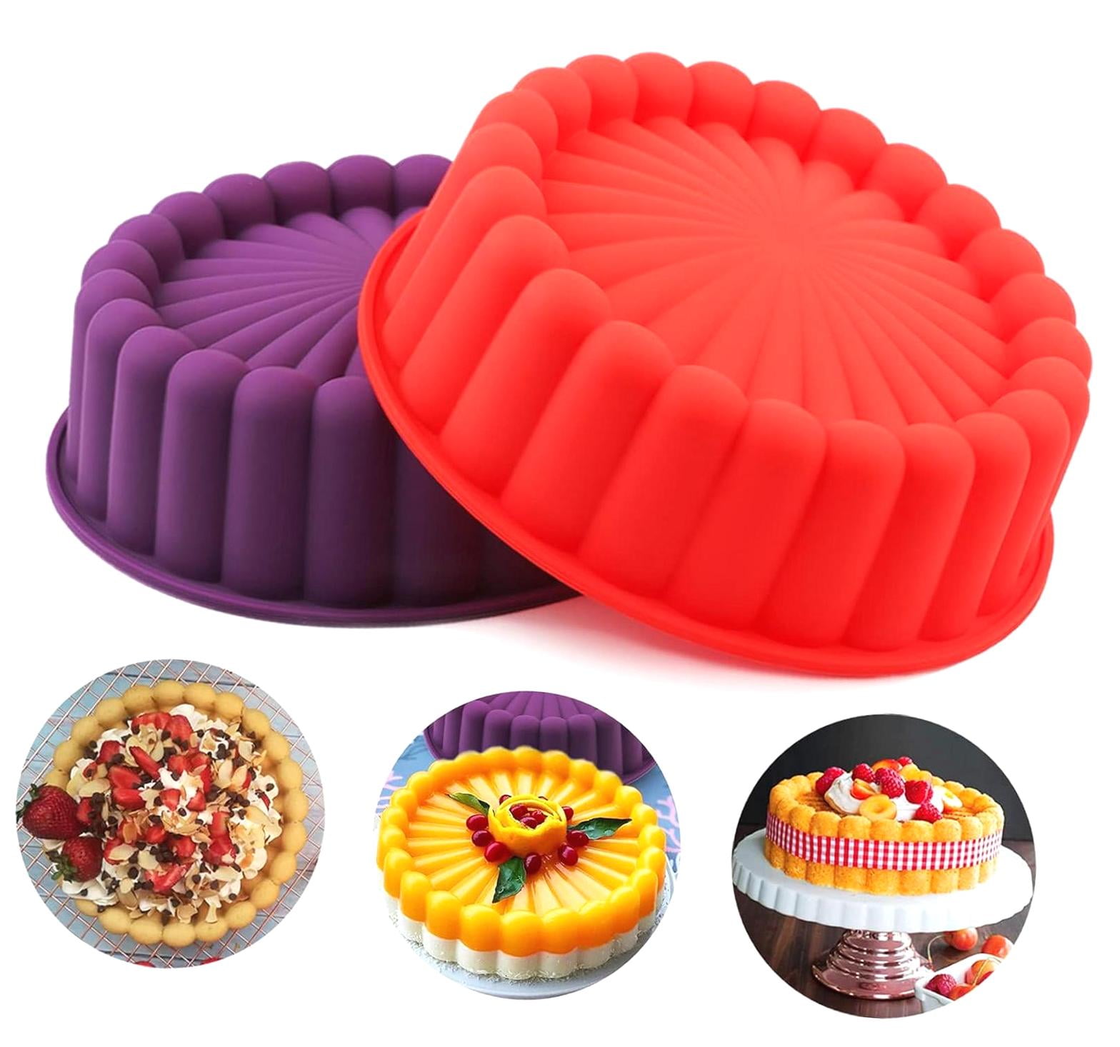 BESTKITTY 8 Inch Silicone Charlotte Cake Pan - Pack of 2 - Circular ...