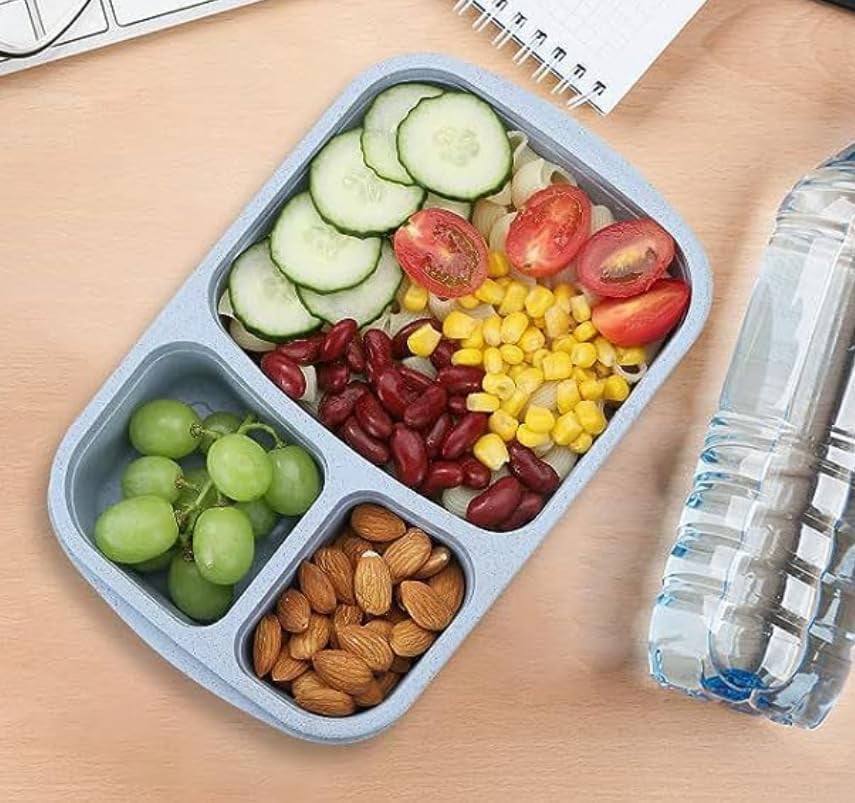 BESTKITTY 8 Pa es, Mrowave and Dishwer Safe, 3 Compartment Wheat Straw ...