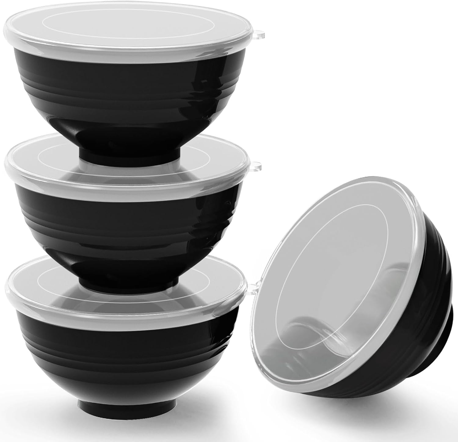 BESTKITTY 8 Pieces Unbreakable Large Cereal B with lids, 24 oz Plast ...