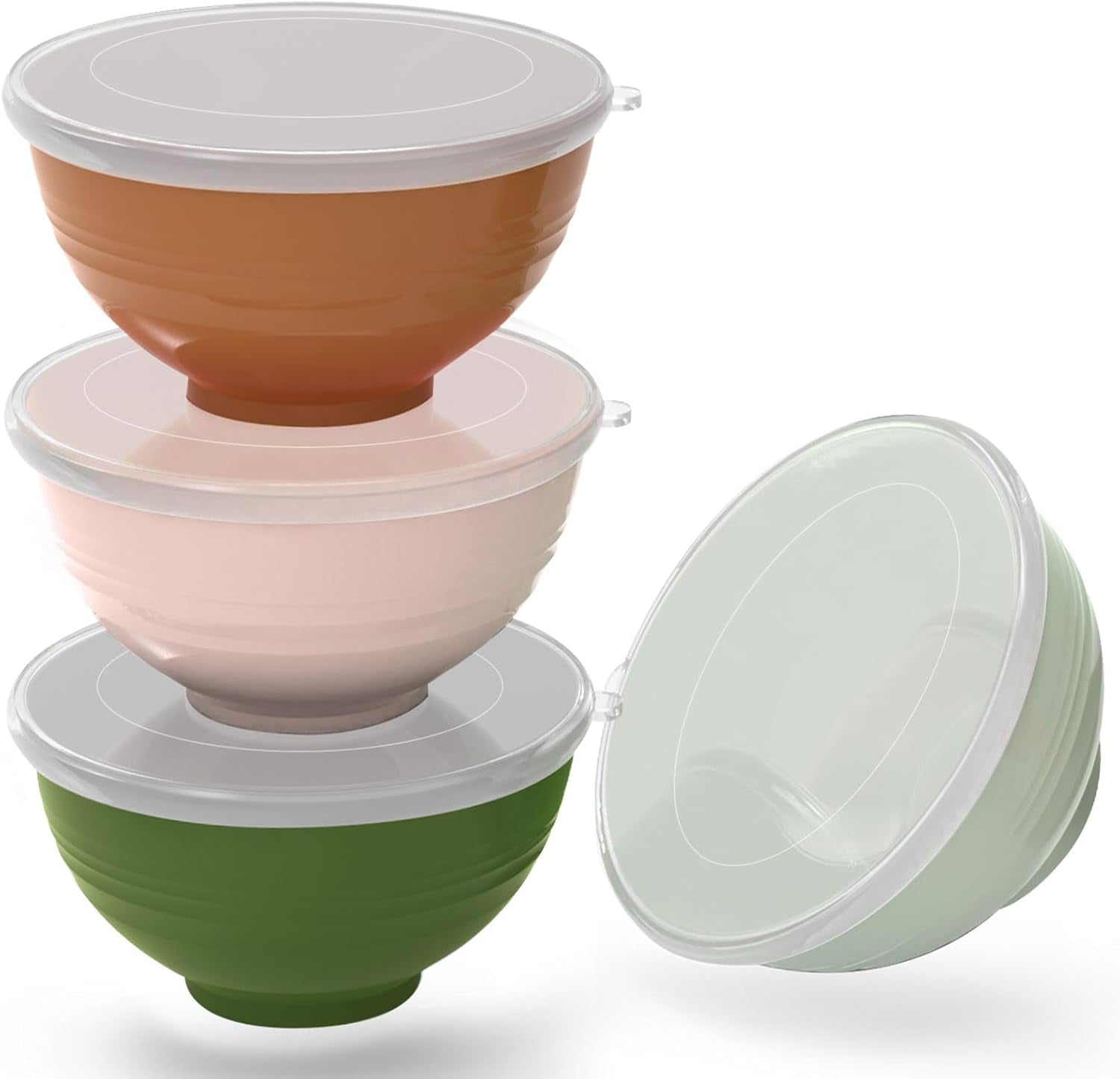 BESTKITTY 8 Pieces Unbreakable Large Cereal B with lids, 24 oz Plast ...