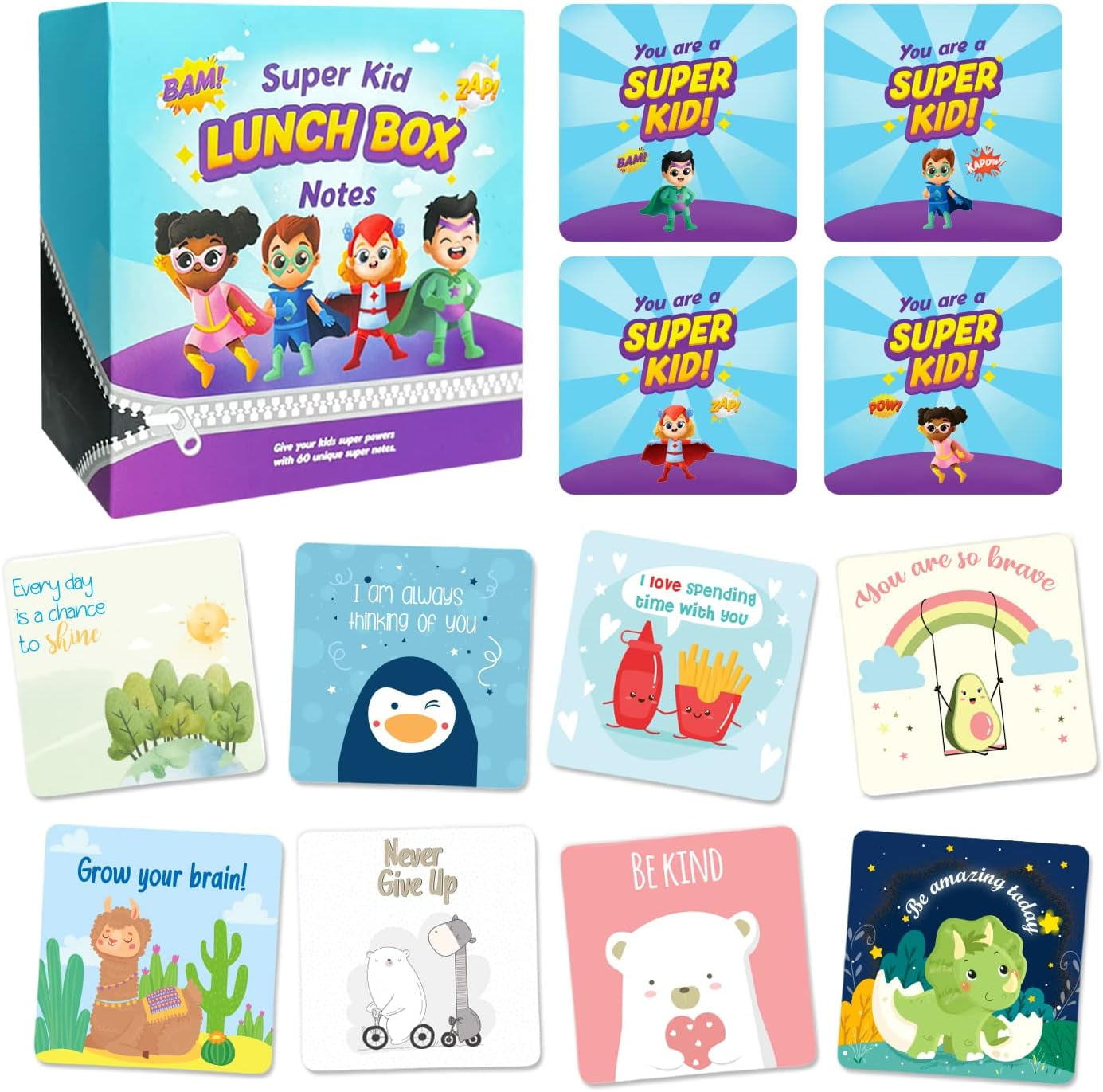 BESTKITTY 80 Kid Lun Box Notes for Kids - Positive Afrmation Cards ...