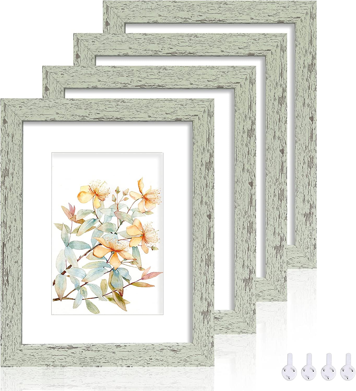 BESTKITTY 8x10 Pture F Set of 4, Made of Real Glass and Sage Green ...