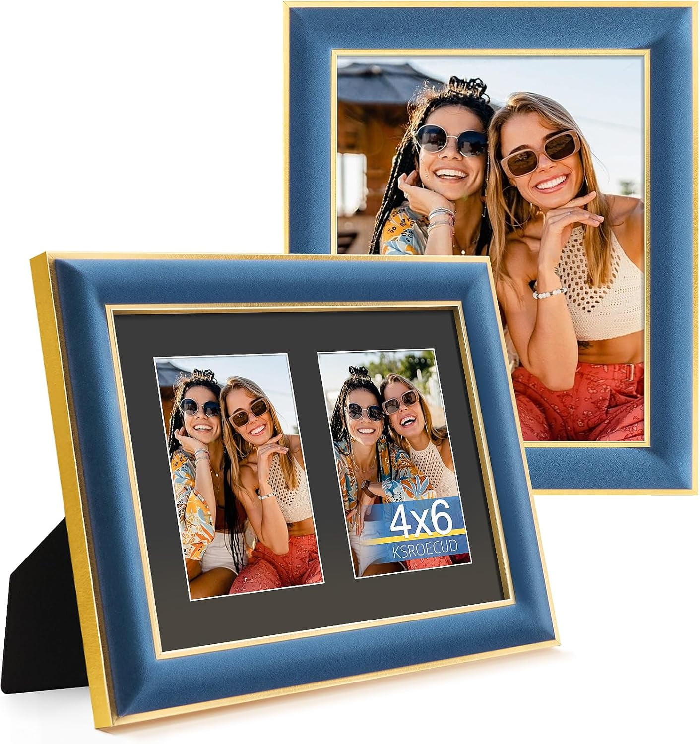 BESTKITTY 8x10 Velvet Pture F with 2 Opening 4x6 Pture, HD Real Glass ...