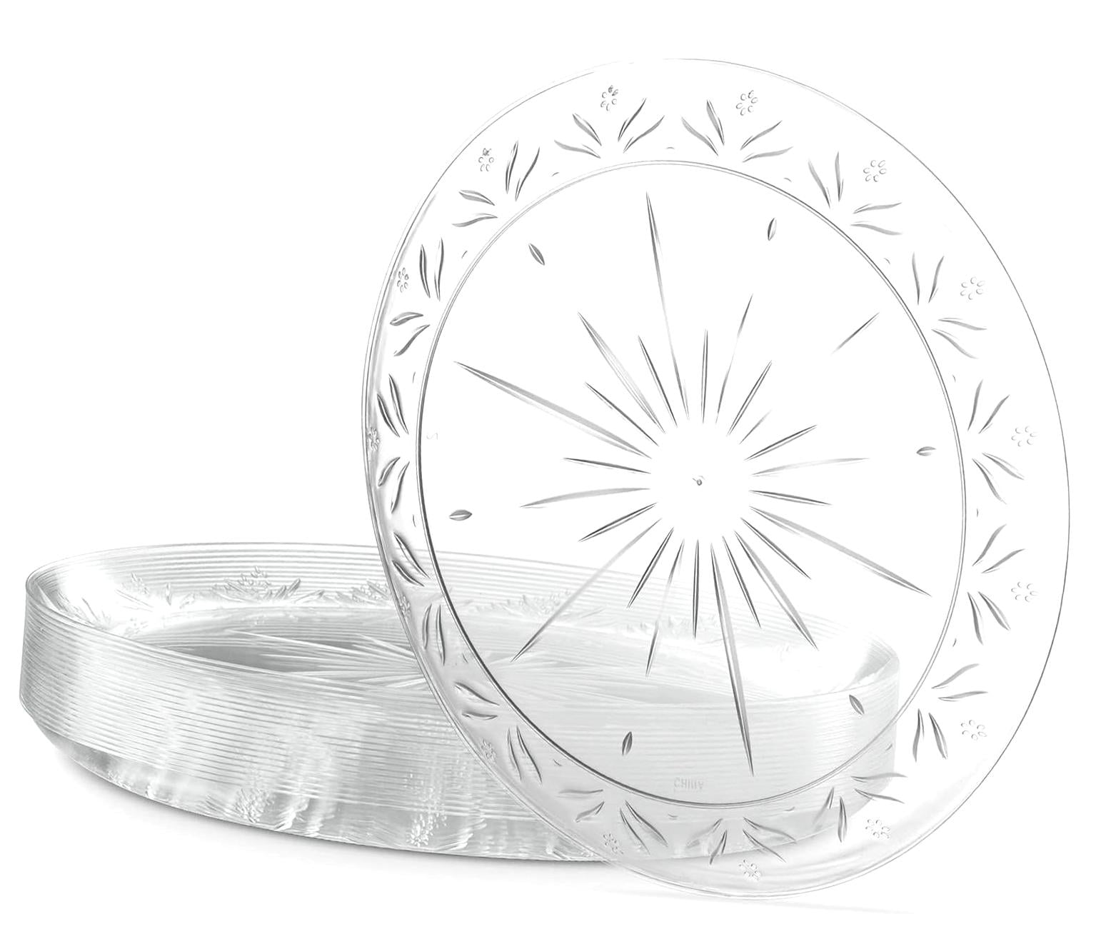 BESTKITTY 9'' Premium Crystal Clear Hard Plastic Dinnerware Party ...