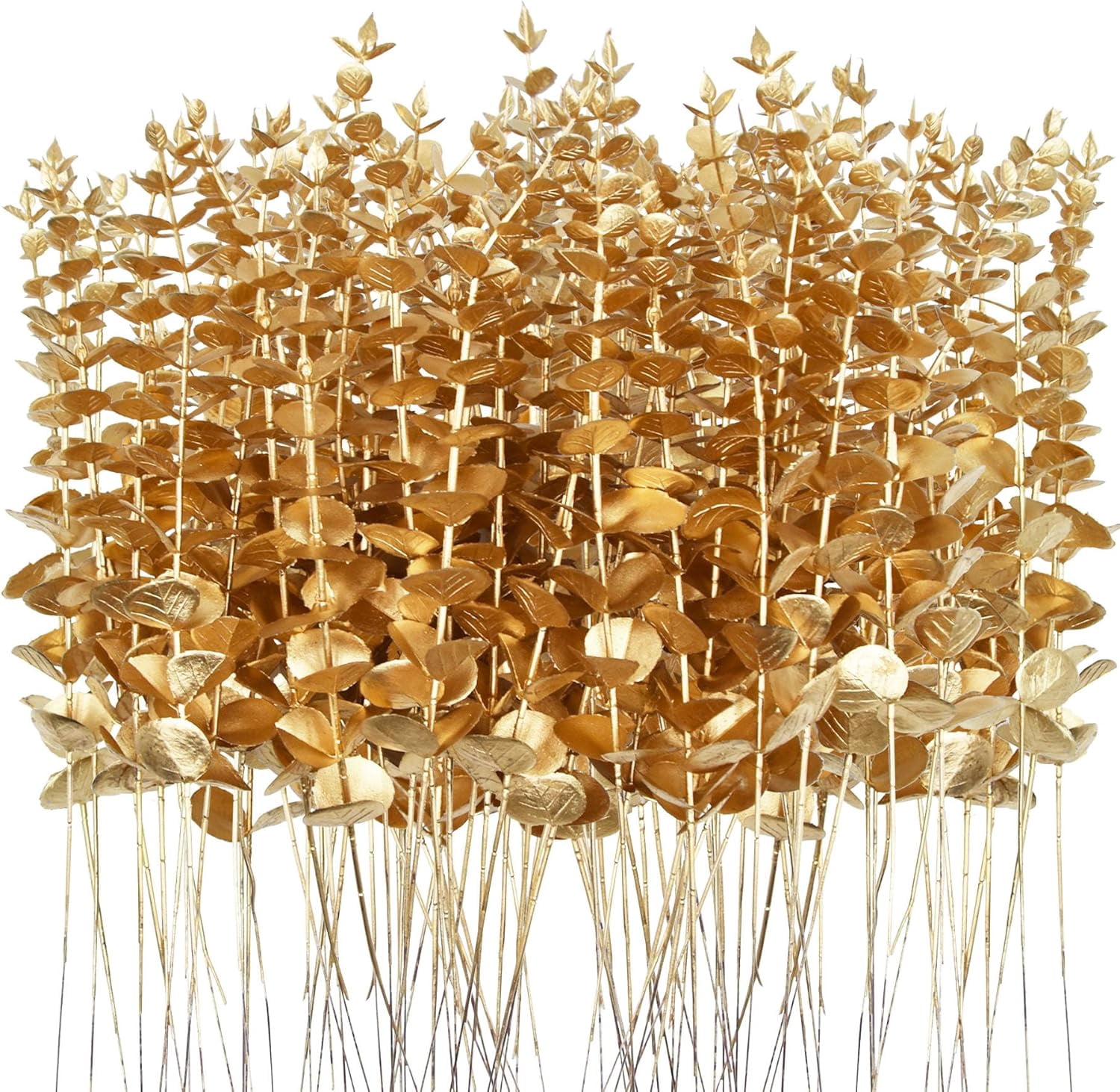 BESTKITTY 96 Pcs Gold Eucalyptus Stems Faux Greenery Leaves Bulk ...